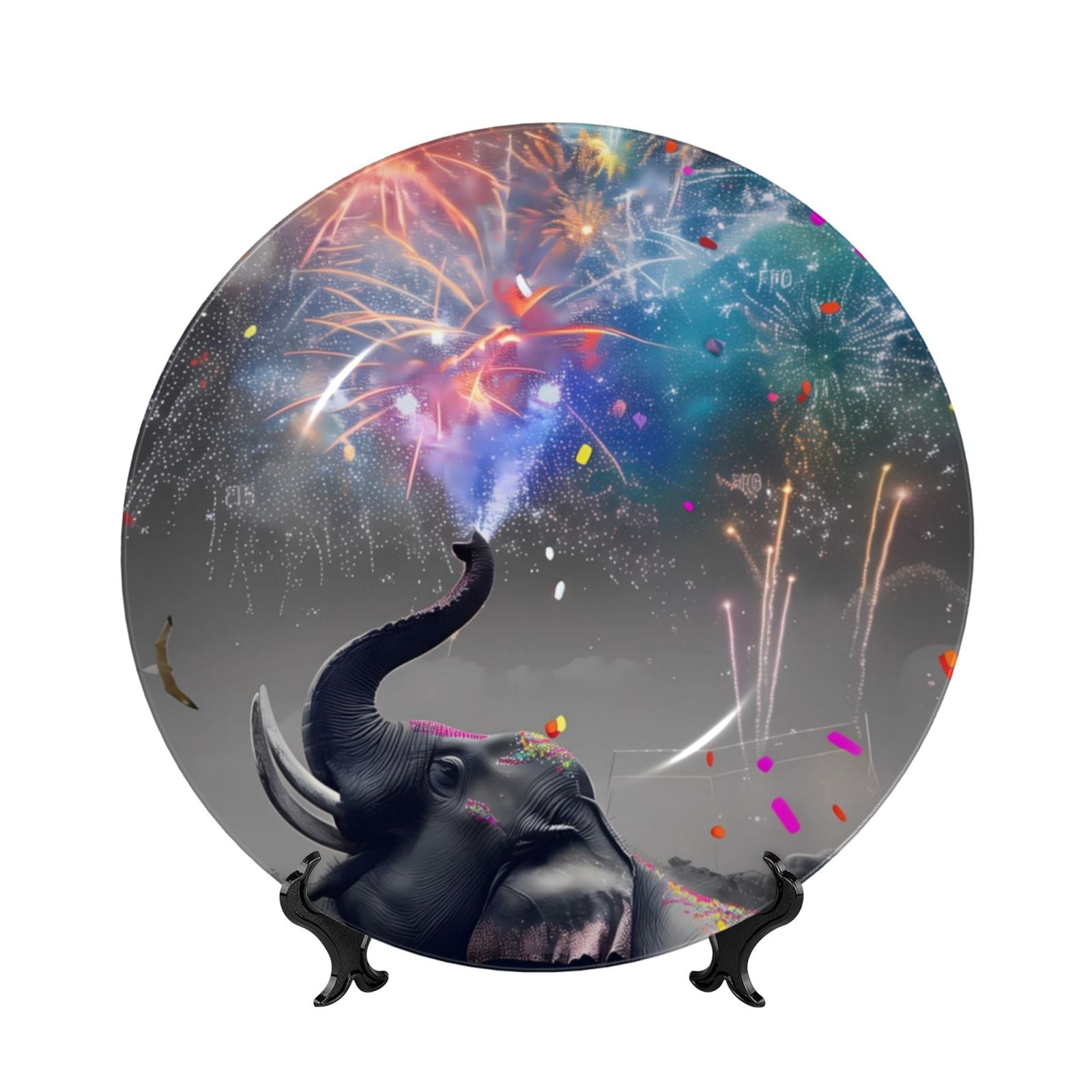 Picia Elephant Fireworks Celebration Pattern Bone China Decorative ...