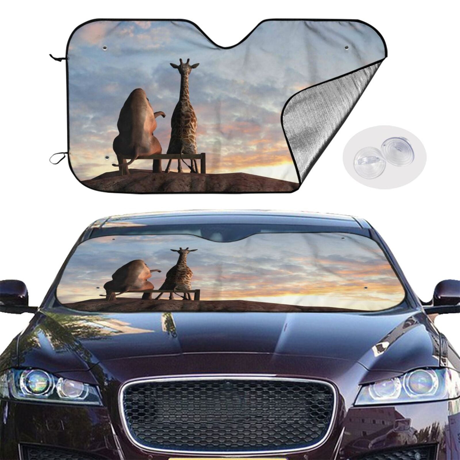 Picia Elephant Giraffe Curved Windshield Sunshade Accordion Folding ...