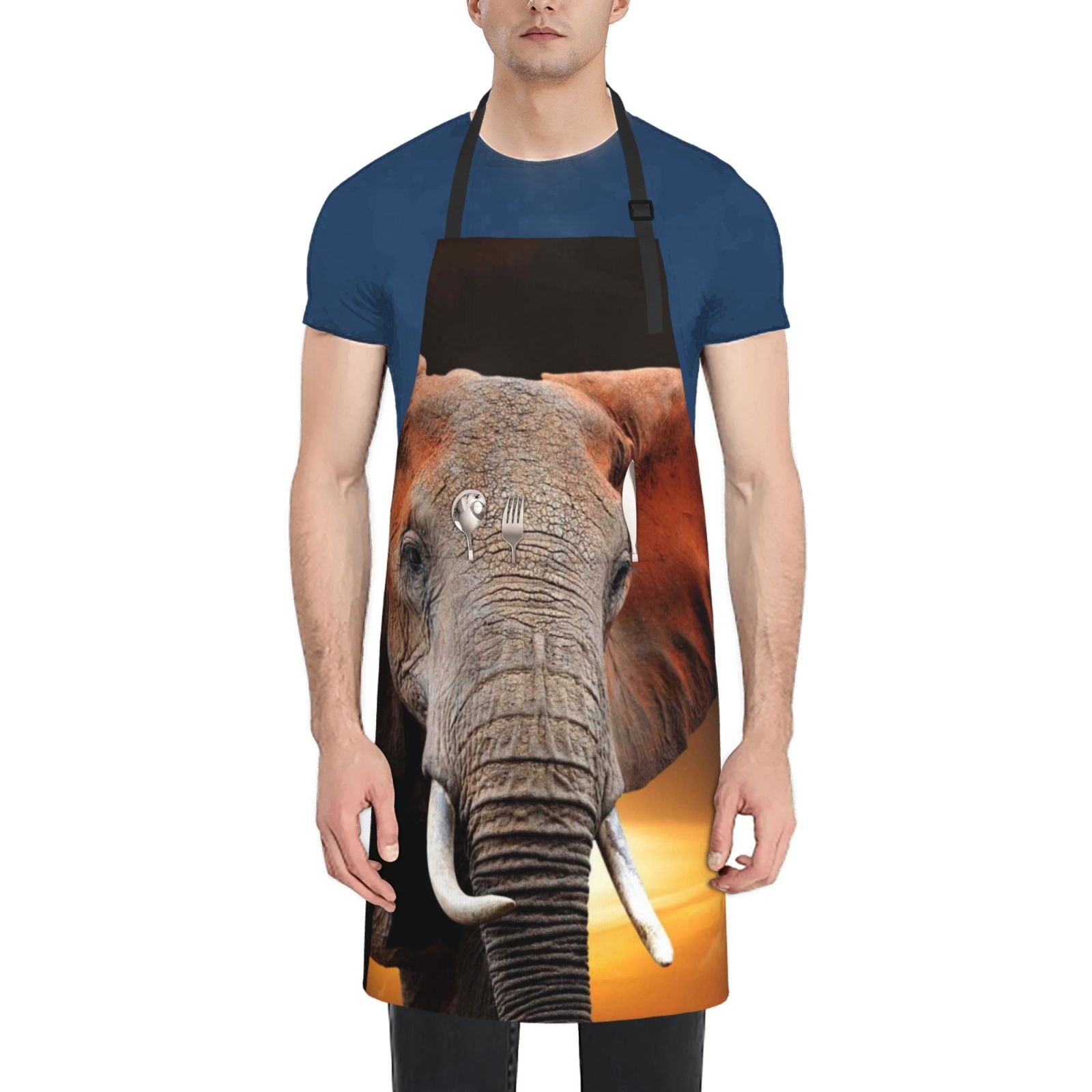 Picia Elephant Sunset in Kenya Waterproof Apron for Unisex Adult ...