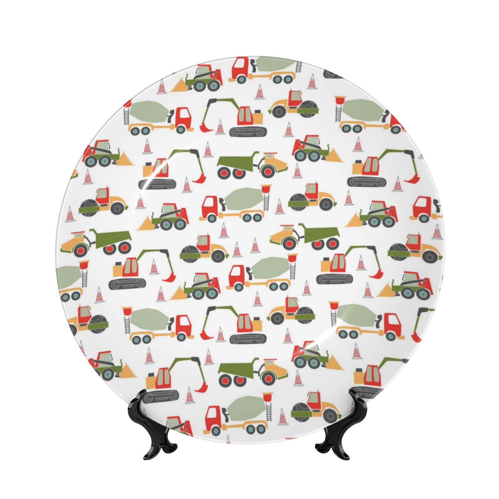 Picia Excavator Pattern Bone China Decorative Plate – Wall Decor with ...