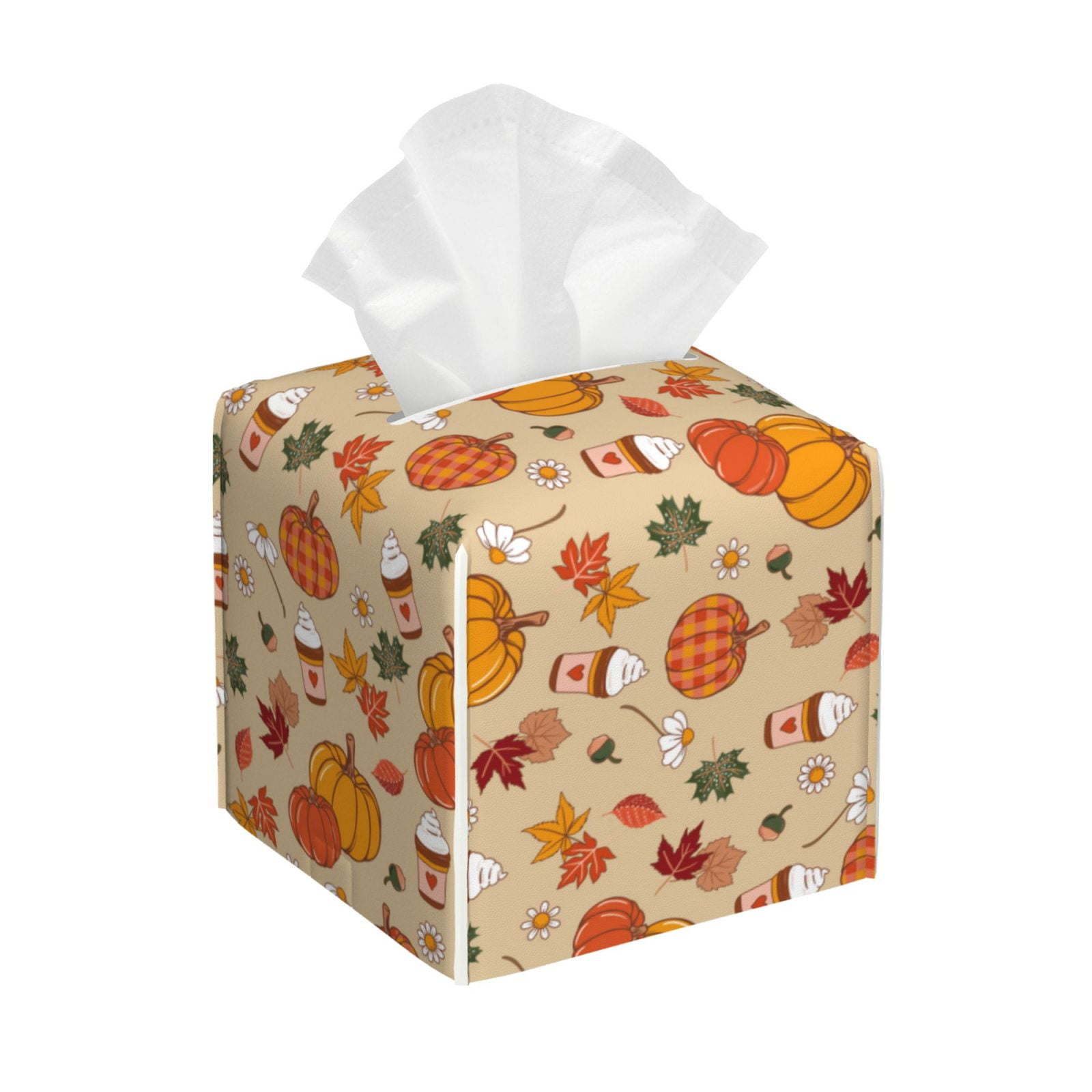 Picia Fall Autumn Pattern Tissue Box Cover,PVC Leather Square Holder ...
