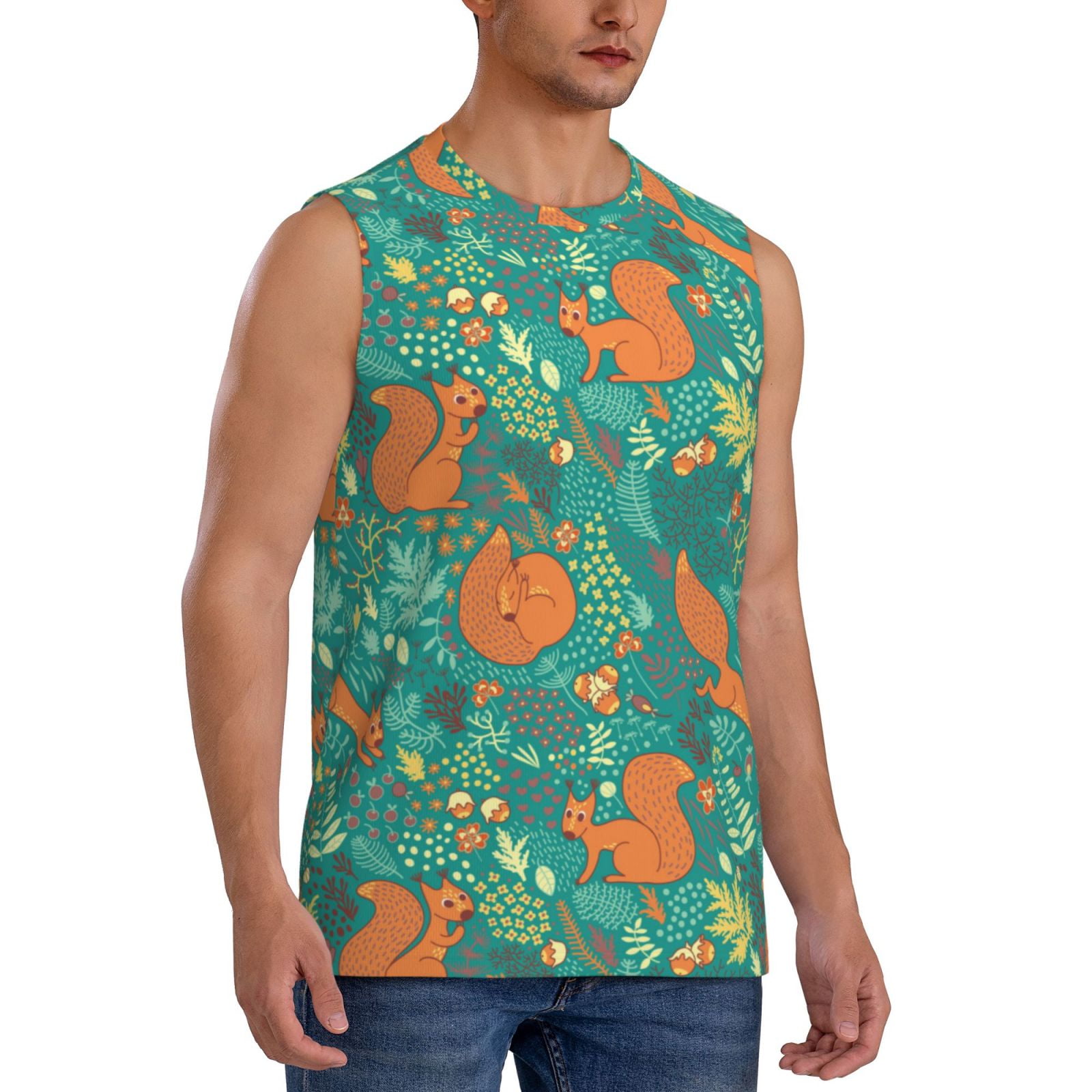 Picia Fall Forest Squirrel mens Cotton Tank Undershirts , Moisture ...