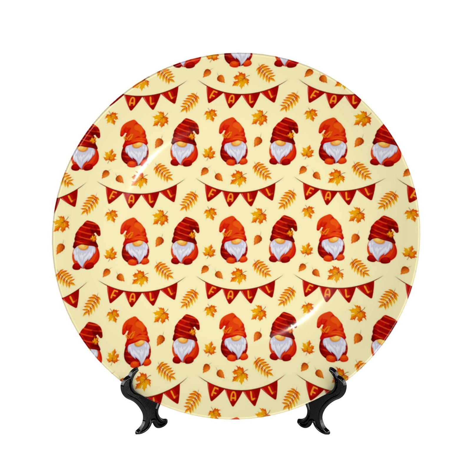 Picia Fall Gnomes Pattern Bone China Decorative Plate – Wall Decor with ...