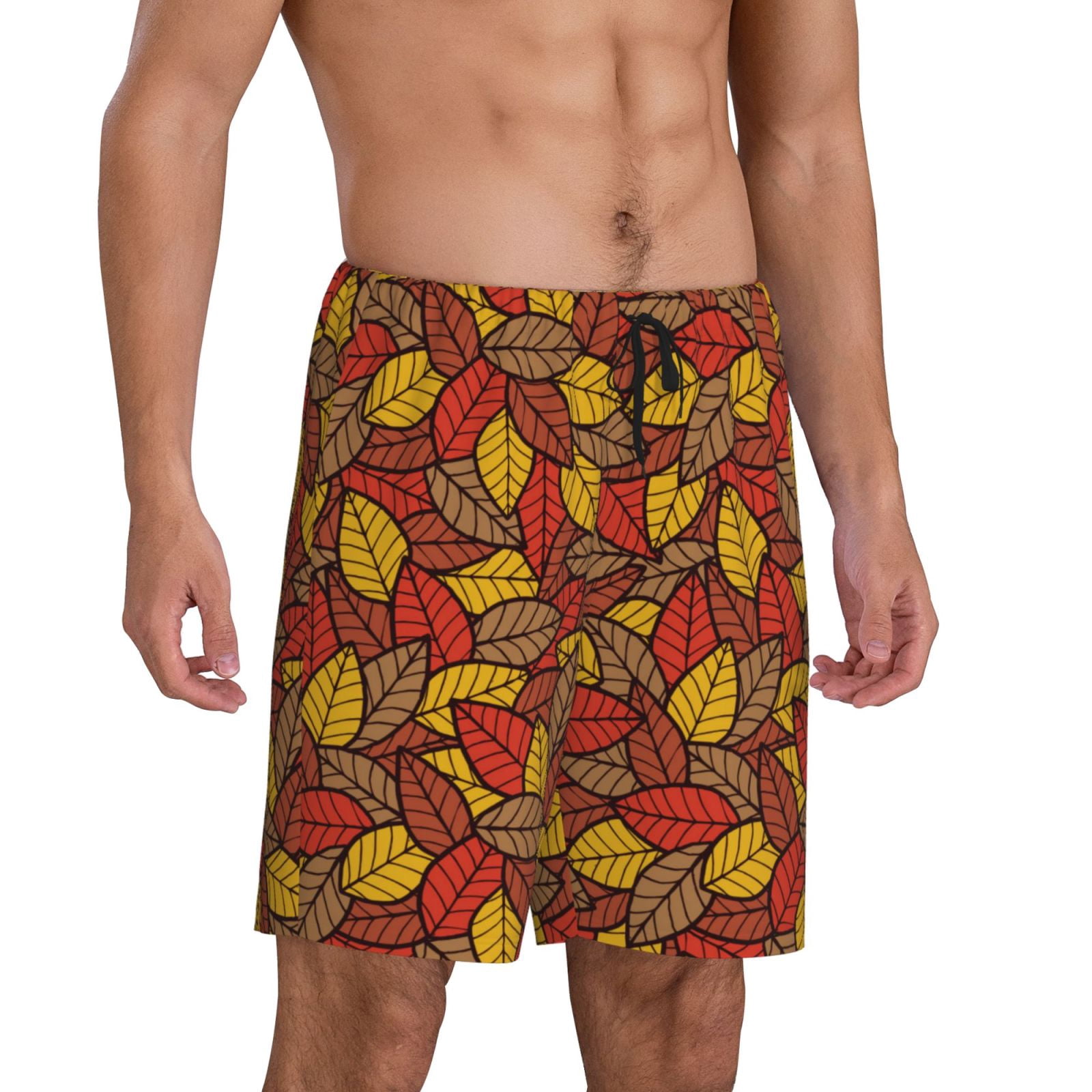 Picia Fall Leaves Pajama Shorts for Men, Men's Pajama Bottoms ...
