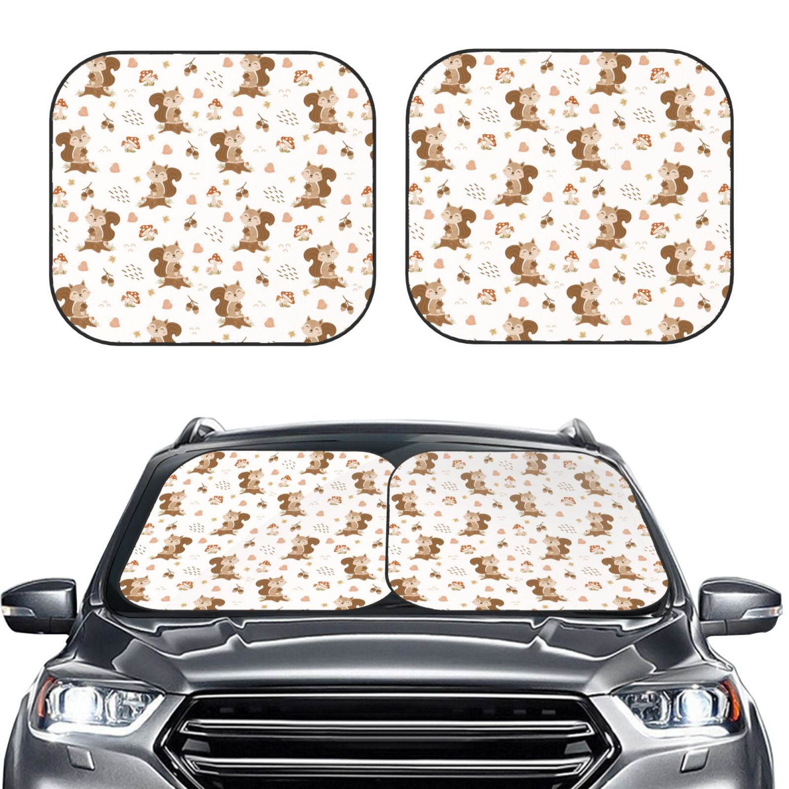 Picia Fall Squirrel 2 Piece Car Windshield Sun Shade Foldable ...