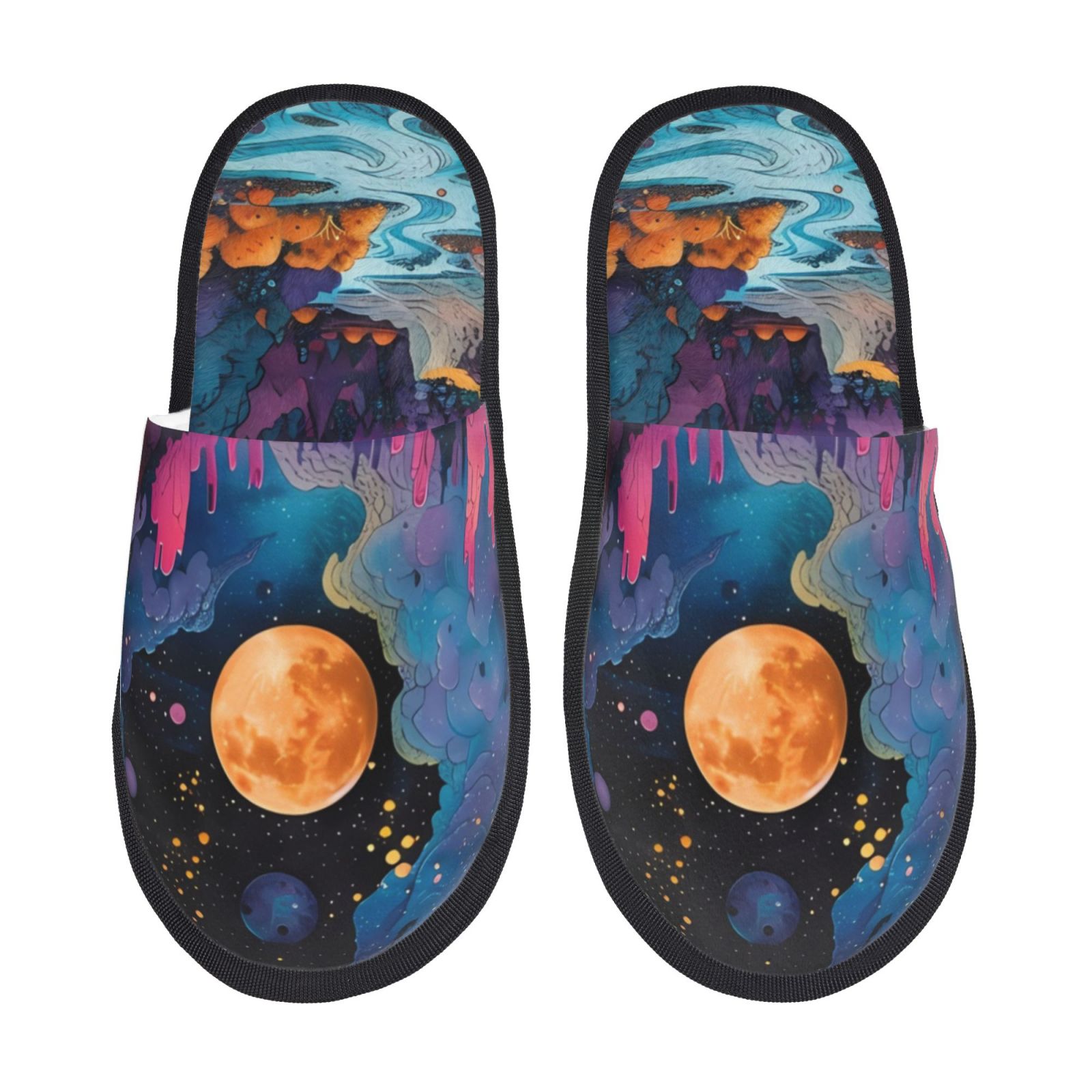 Picia Fantasy Cosmic Landscape Print Women's Fuzzy Fluffy House ...