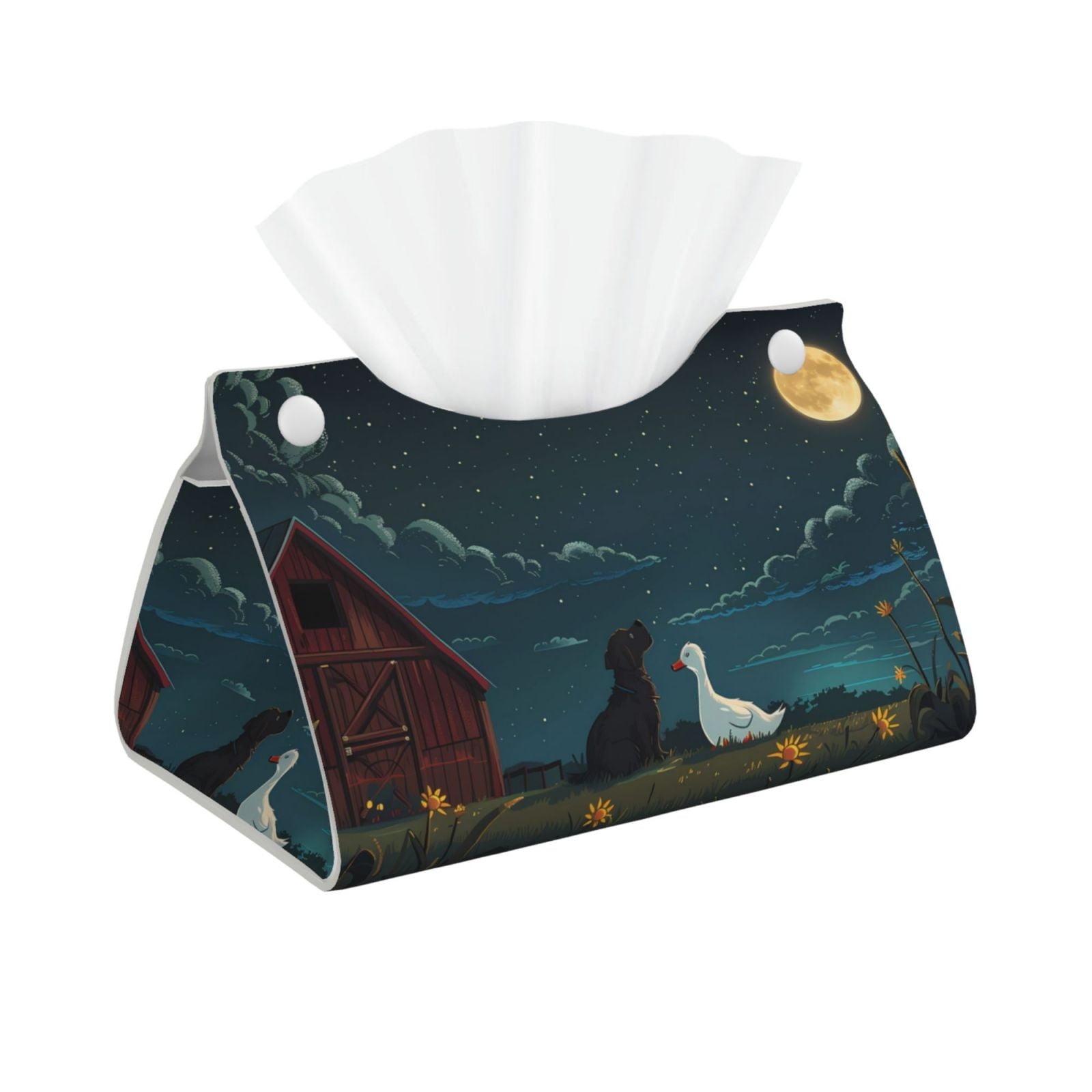 Picia Farm Dog Duck Moonlight Pattern Long Tissue Box Cover,PVC Leather ...