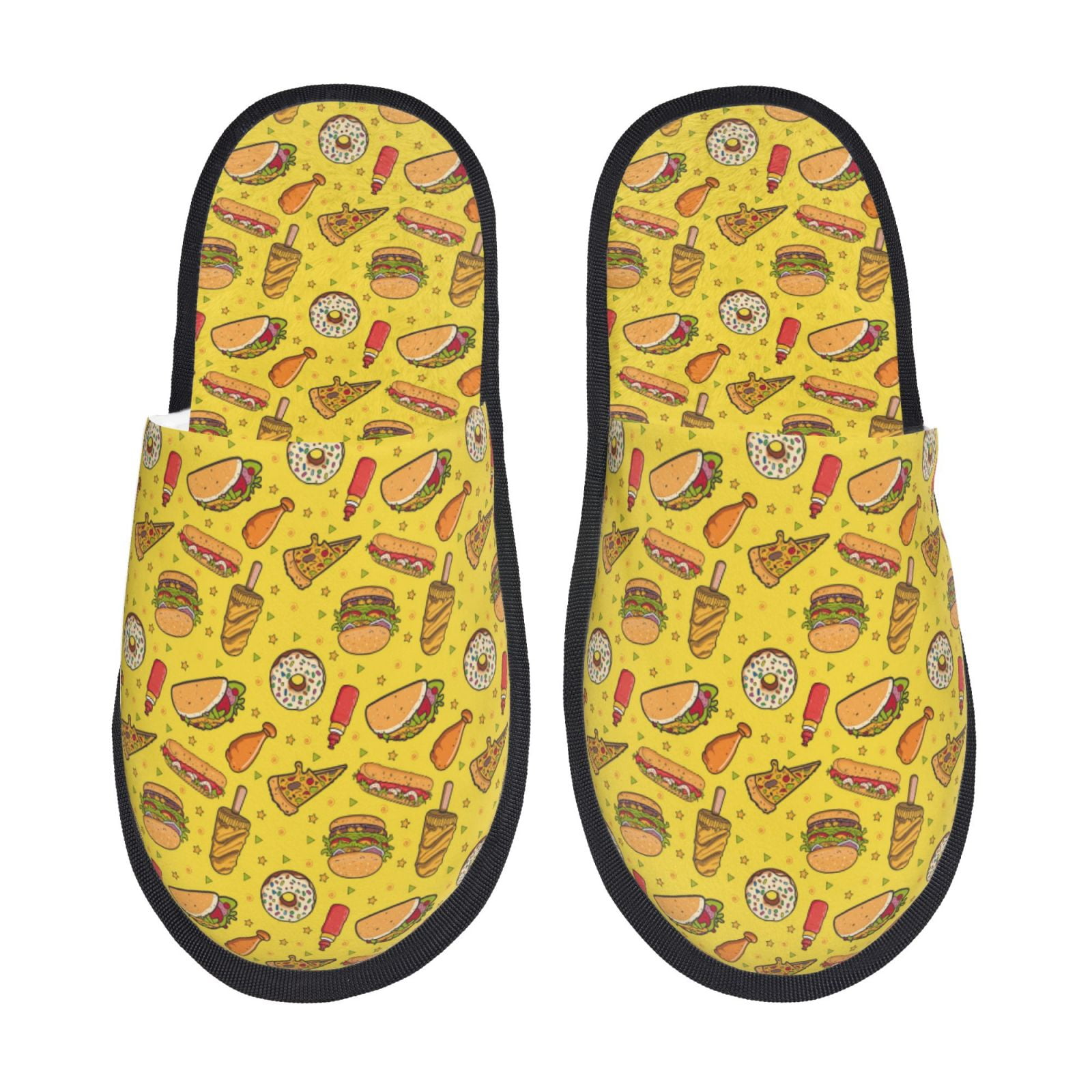 Picia Fast Food 1 Print Women's Fuzzy Fluffy House Slippers Plush ...