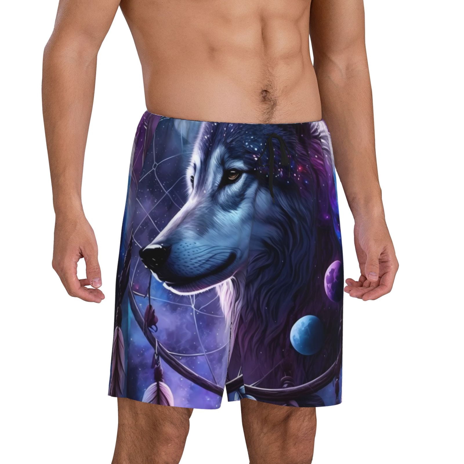 Picia Feathered Wolf Pajama Shorts for Men, Men's Pajama Bottoms ...