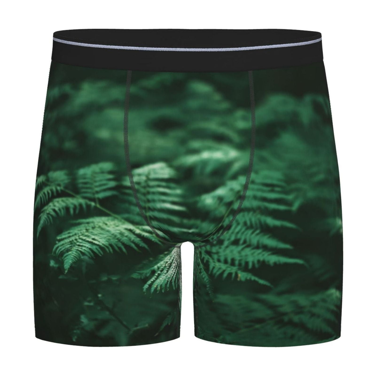 Picia Ferns Leave Green Foliage Pattern Men's Athletic Long Leg Briefs ...