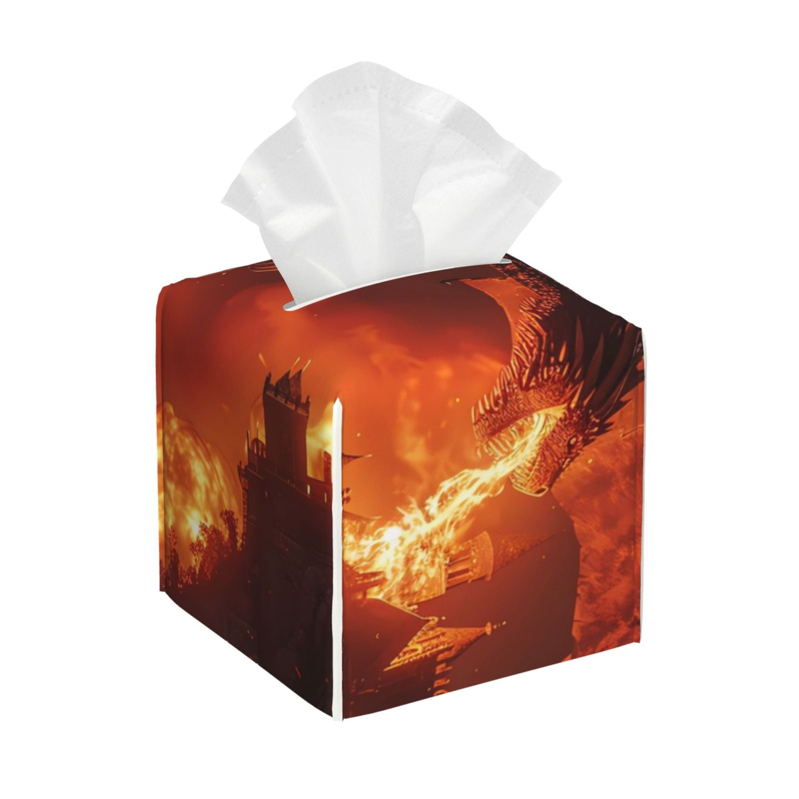 Picia Fiery Dragons Castle Attack Pattern Tissue Box Cover,PVC Leather ...