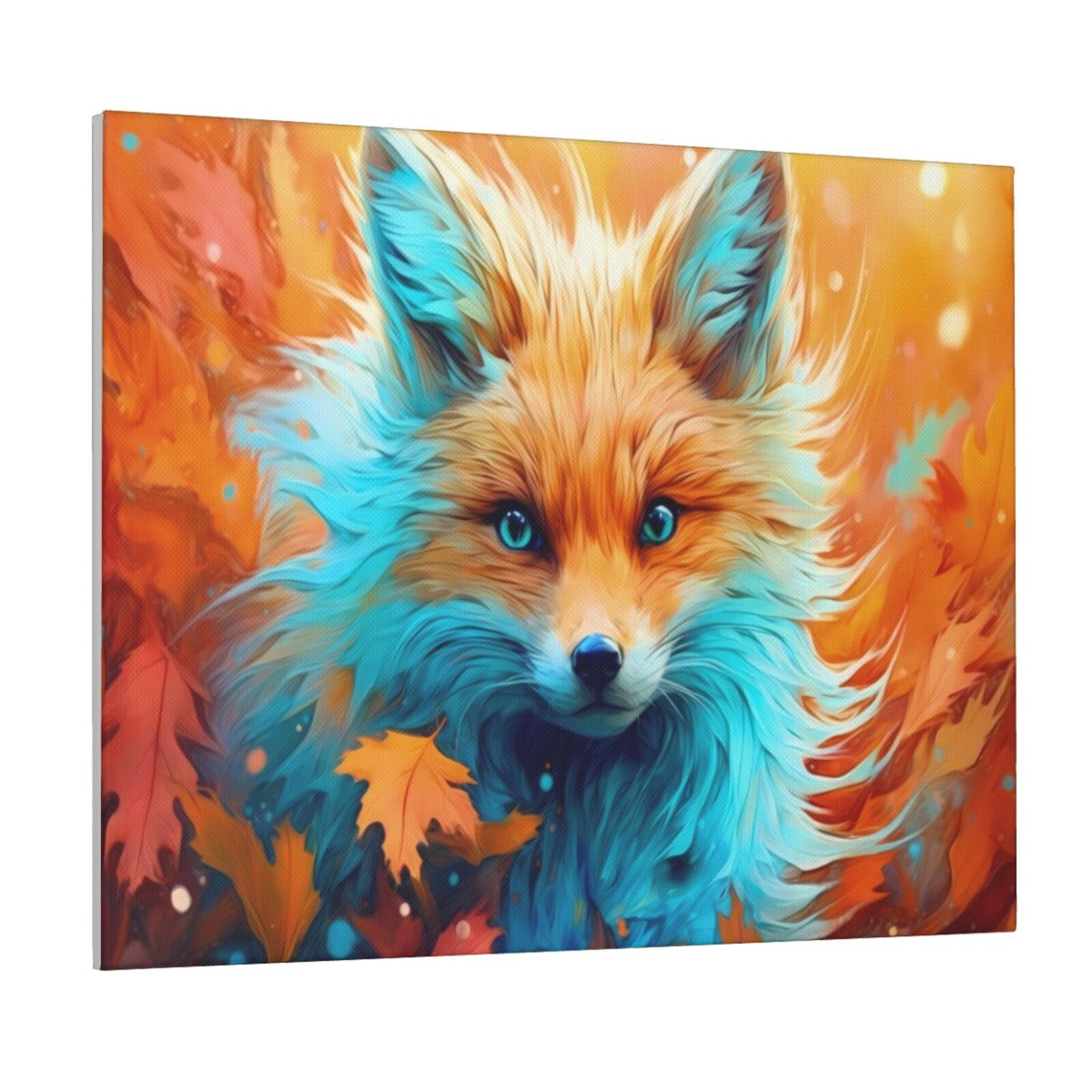 Picia Fiery Red Maple Leaf Fox Pattern Decorative Picture – Unique Wall ...