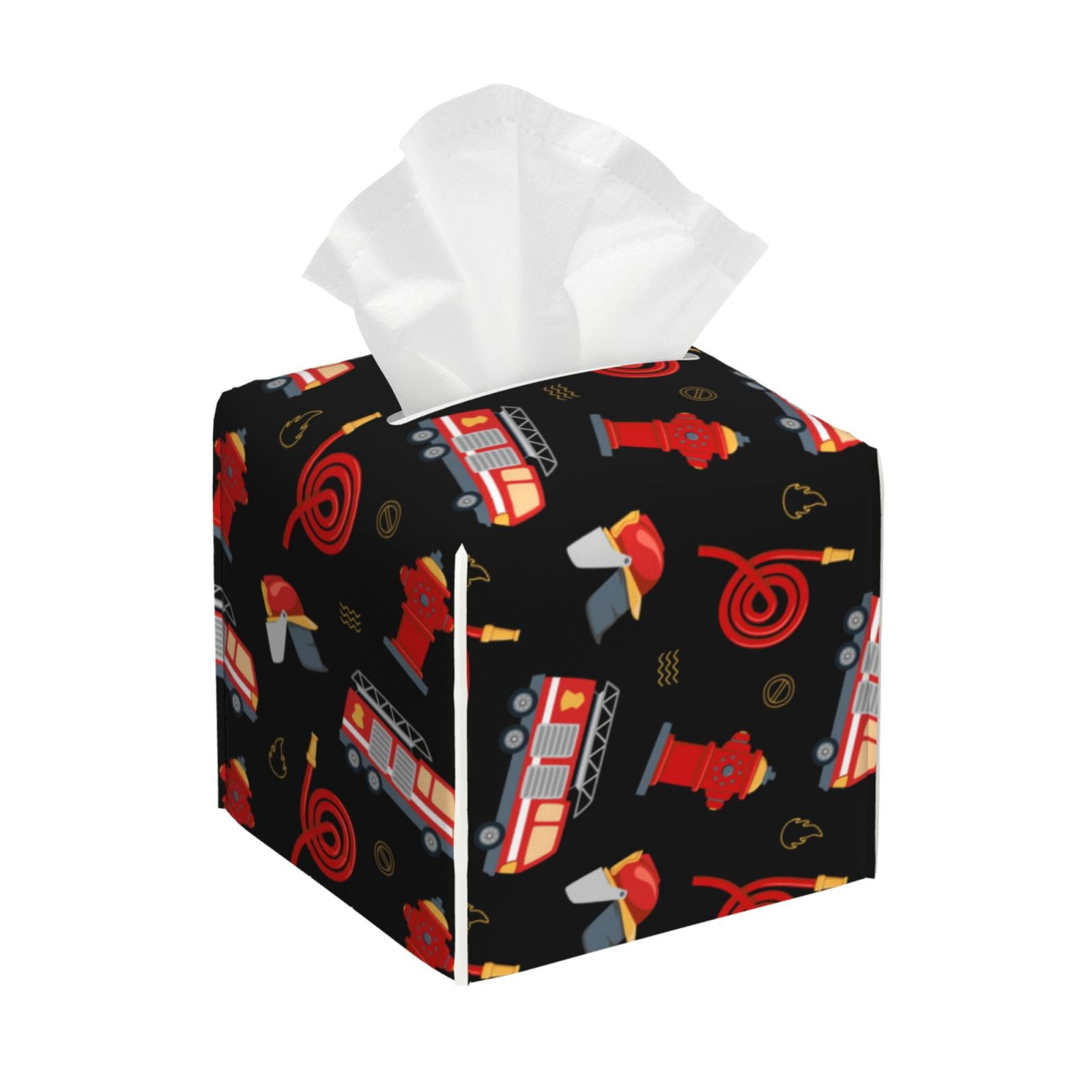 Picia Fire Fighting Pattern Tissue Box Cover,PVC Leather Square Holder ...