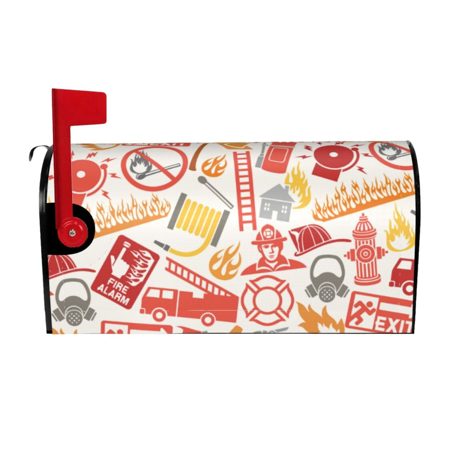 Picia Firefighter Icons Magnetic Mailbox Cover Standard Size-21x18 in ...