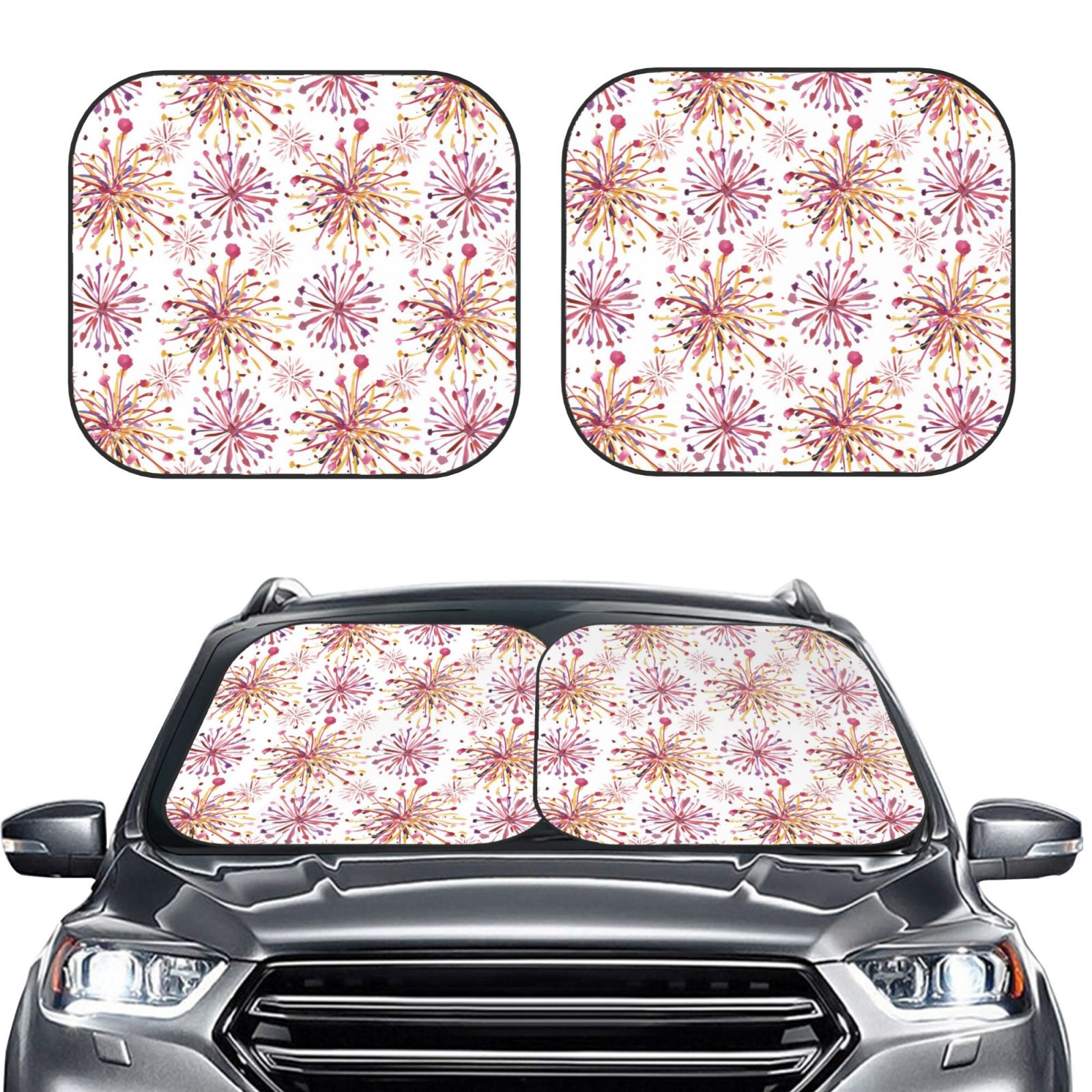 Picia Fireworks 2 Piece Car Windshield Sun Shade Foldable | Foldable ...