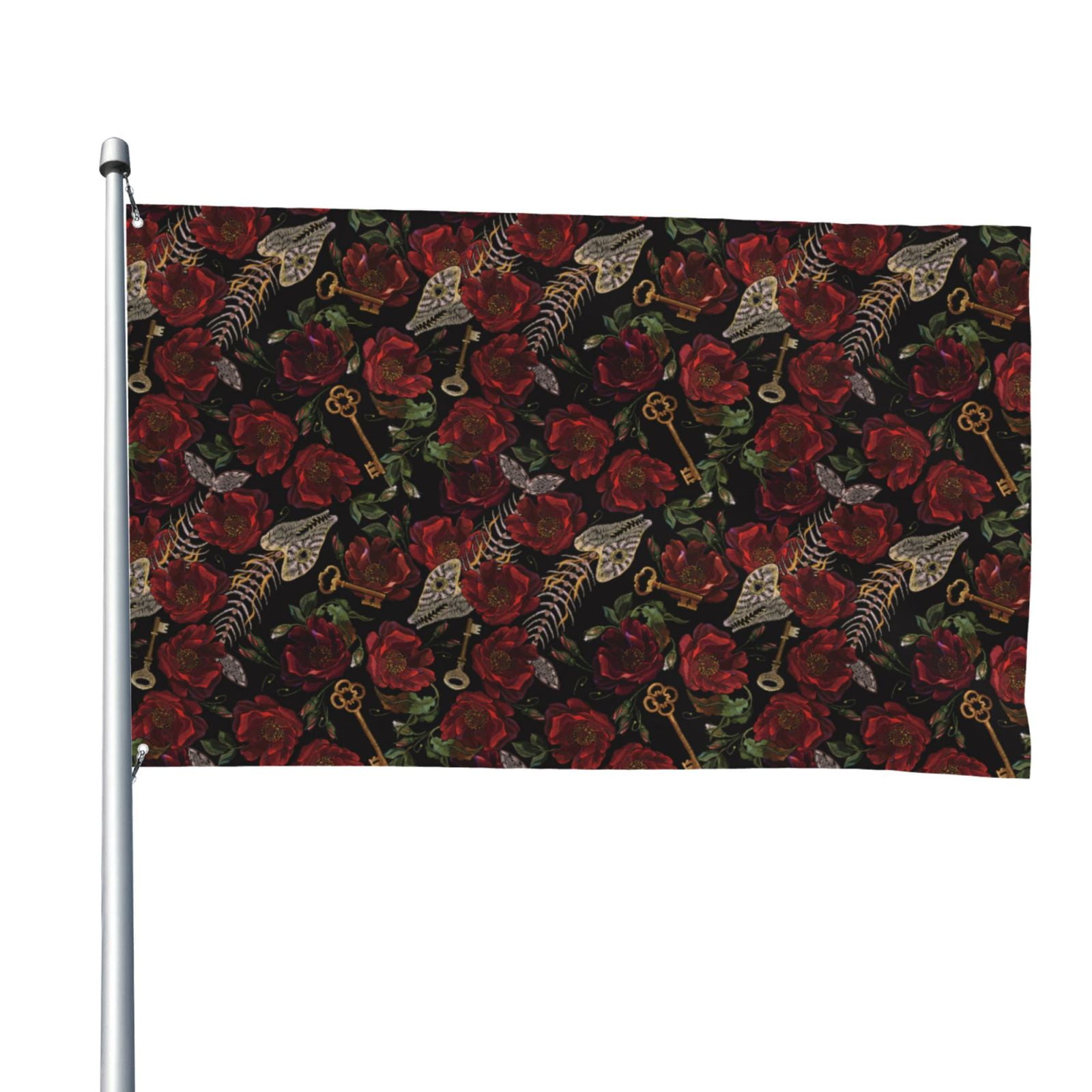 Picia Fishbone Rose Printed Flag ,Fishbone Rose Pattern Garden Flag ...