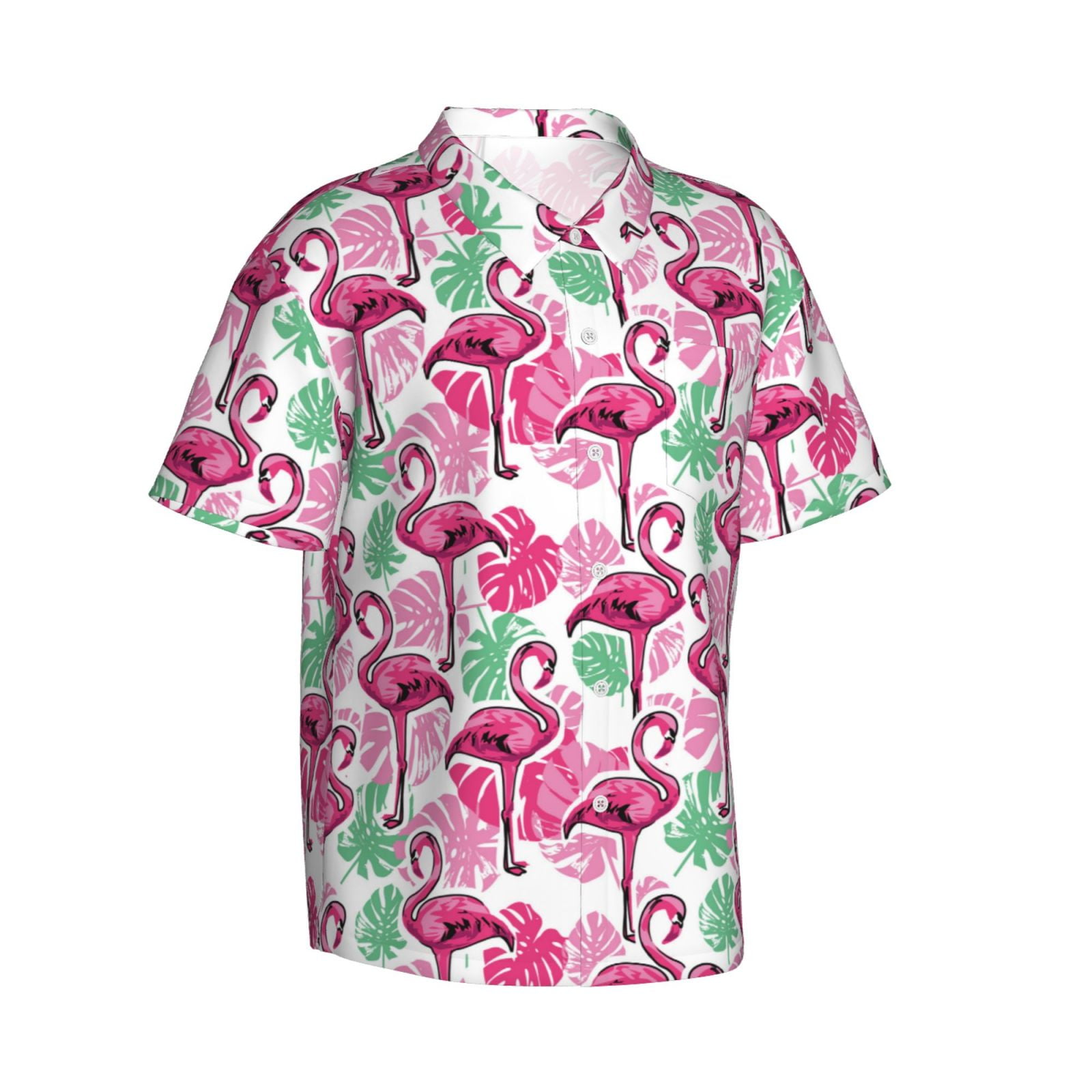 Picia Flamingo Gentle Cotton Regular Fit Short Sleeve Casual Hawaiian ...