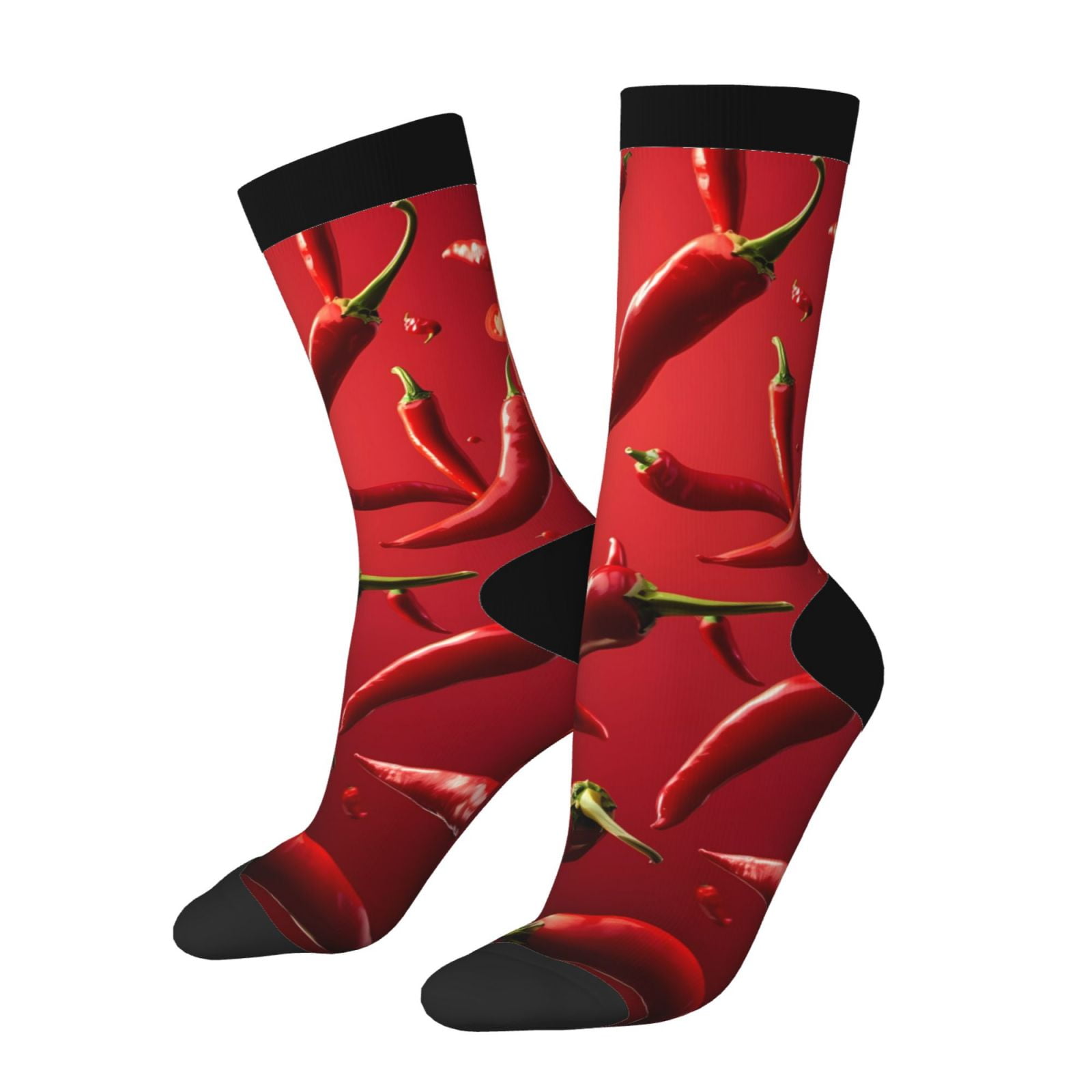 Picia Floating Red Chili Peppers Print Athletic Socks for Men & Women ...