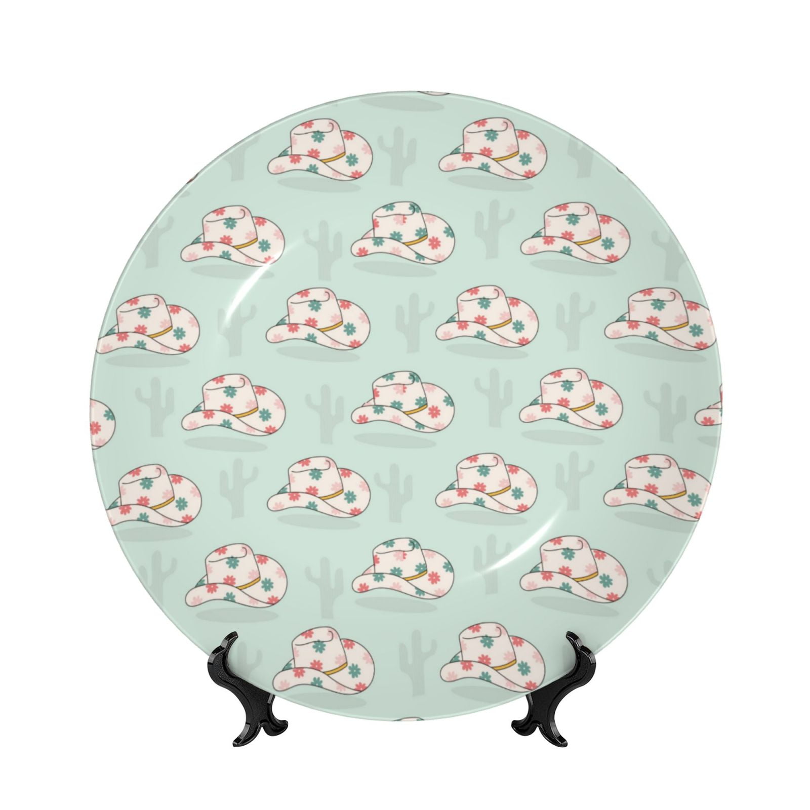 Picia Flora Daisy Cactus Pattern Bone China Decorative Plate – Wall ...