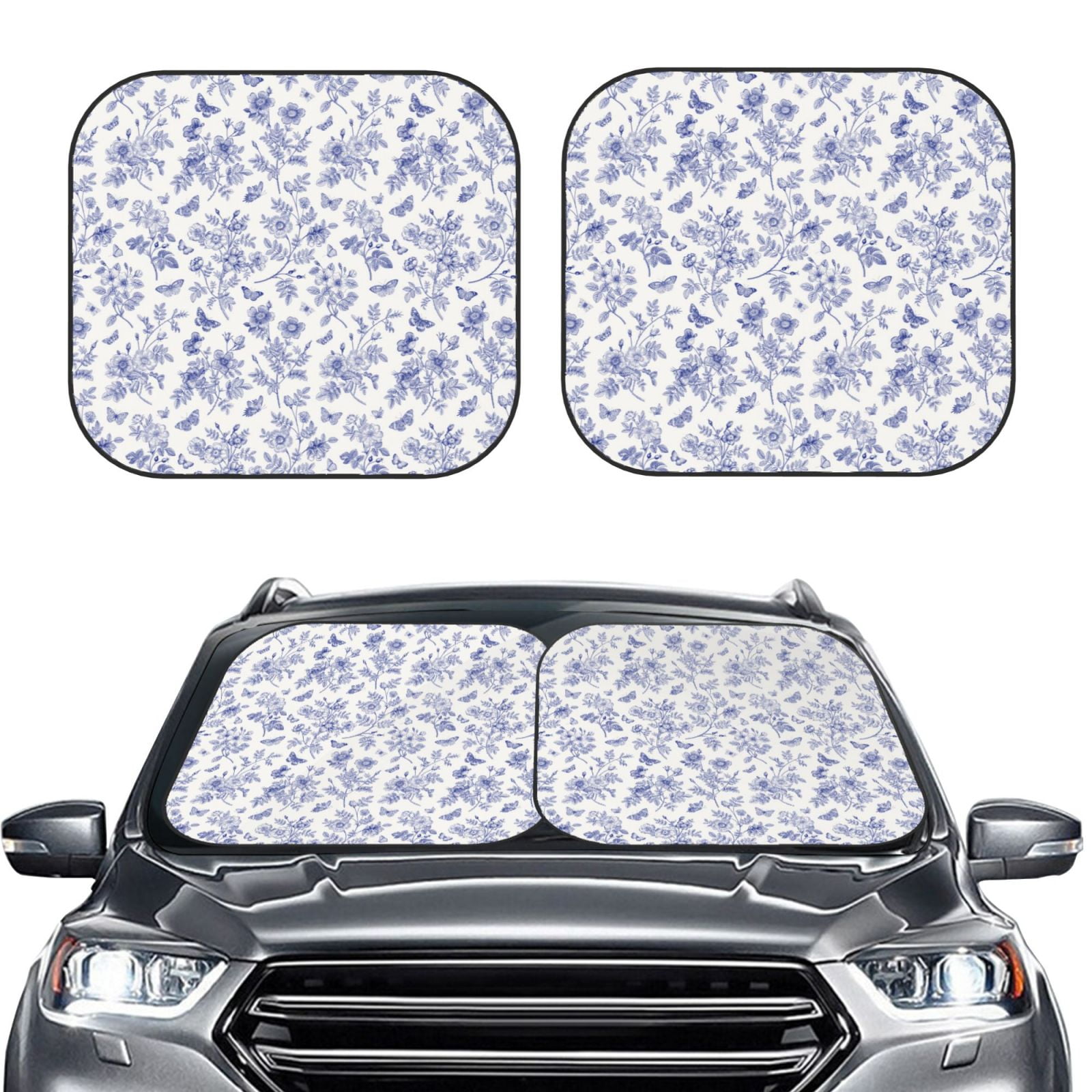 Picia Floral Butterfly 2 Piece Car Windshield Sun Shade Foldable ...
