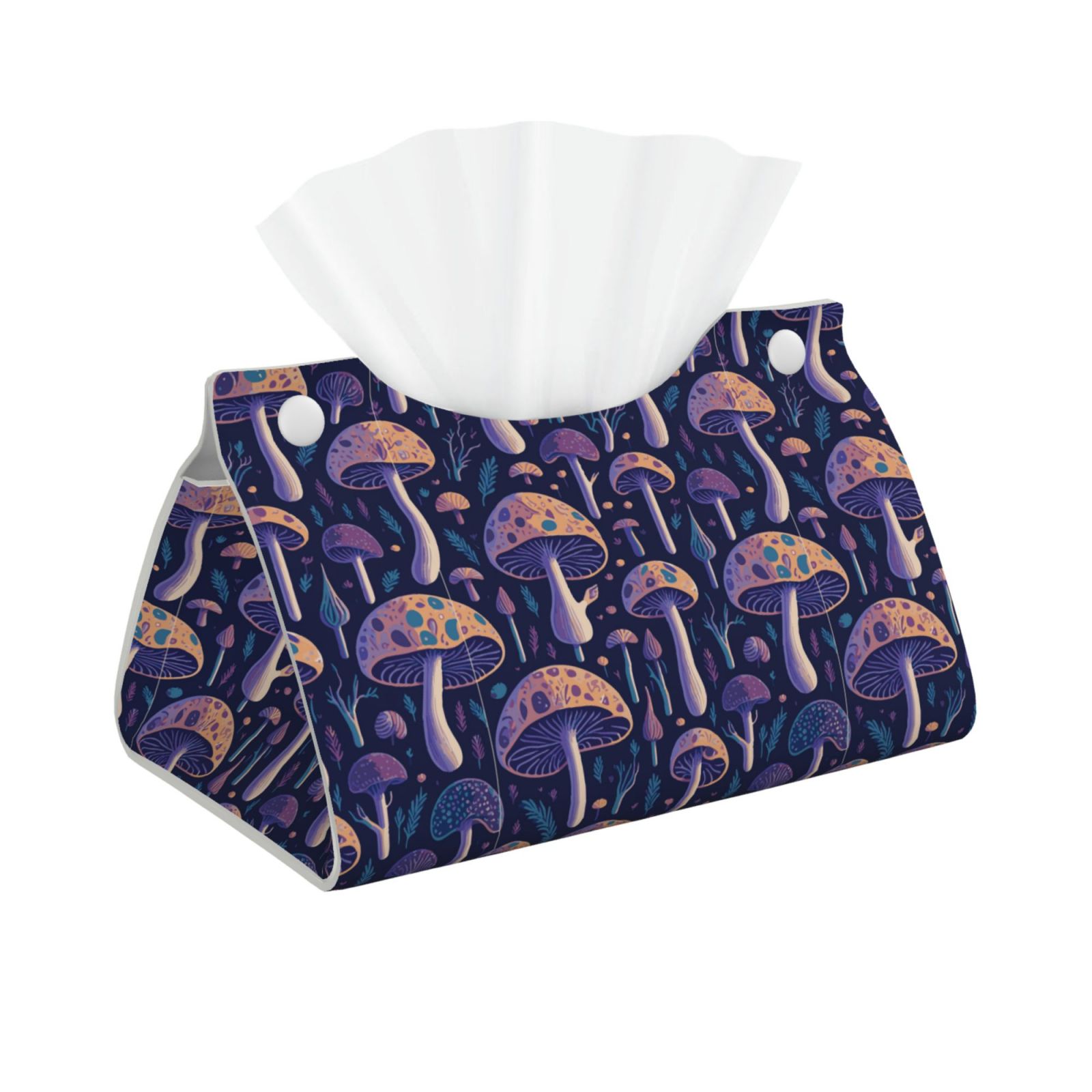 Picia Floral Hippie Mushrooms Pattern Long Tissue Box Cover,PVC Leather ...