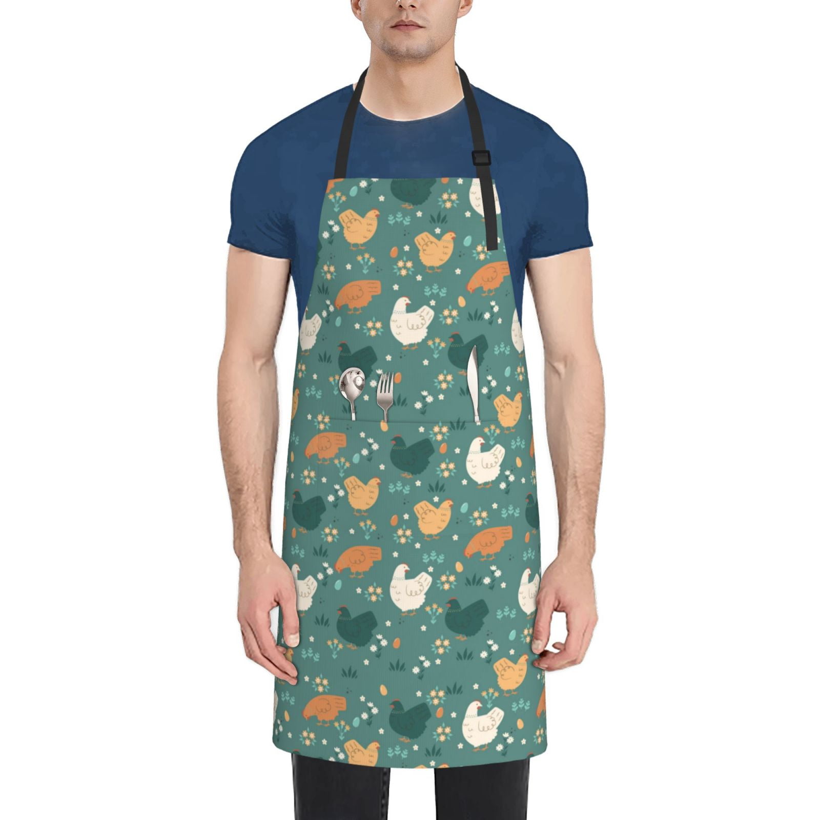 Picia Flowe Rooster Waterproof Apron for Unisex Adult - Adjustable Bib ...