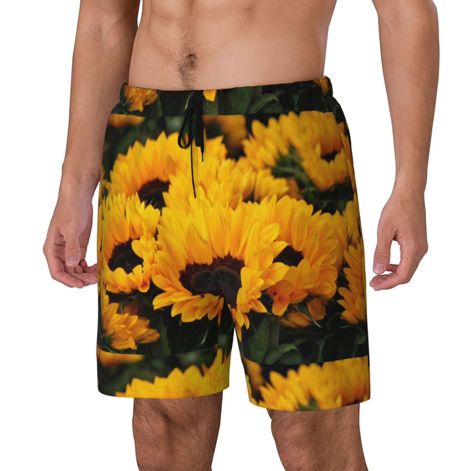 Picia Flower Bush Sunflower pattern Mens Swim Trunks with Compression ...