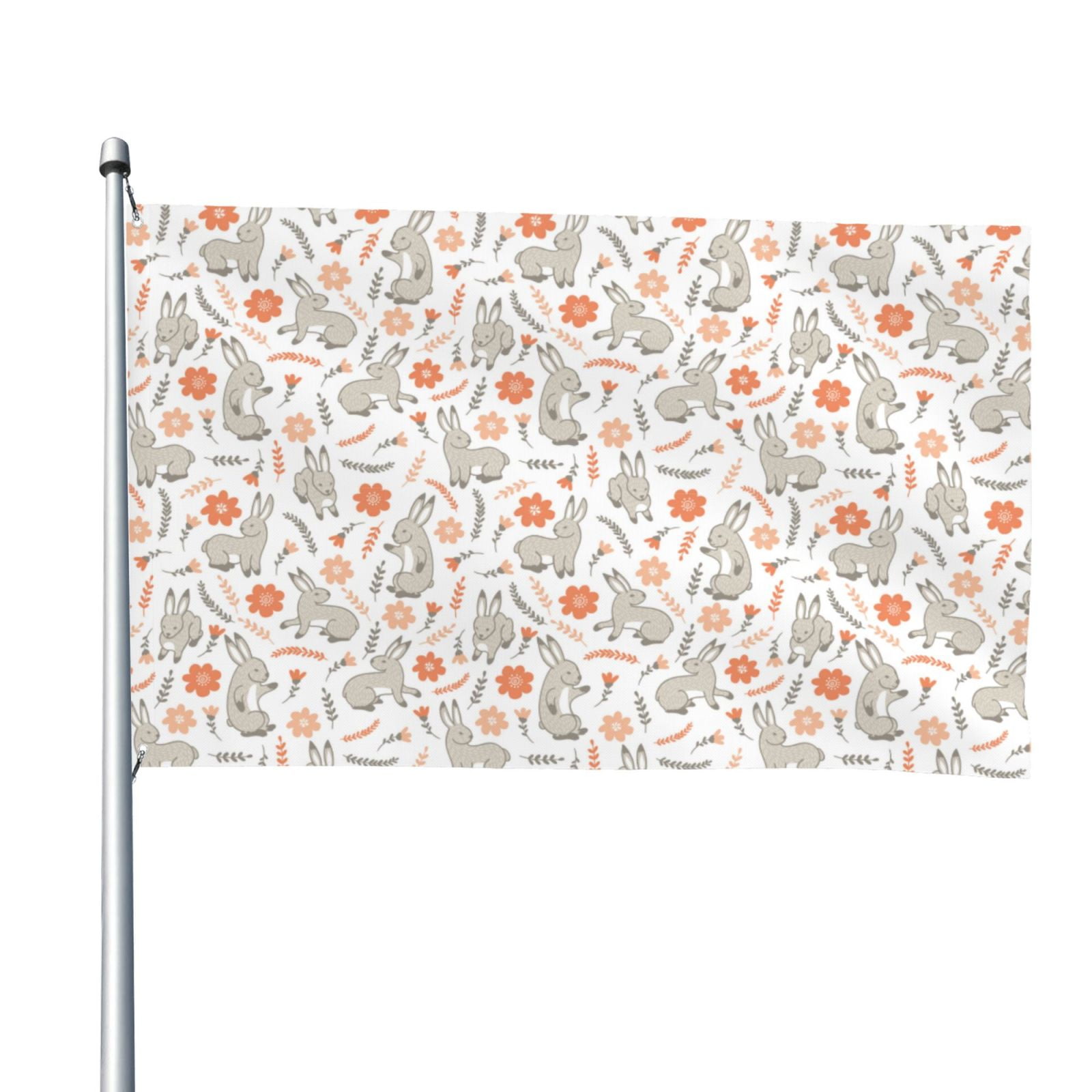 Picia Flower Rabbit Printed Flag ,Flower Rabbit Pattern Garden Flag ...