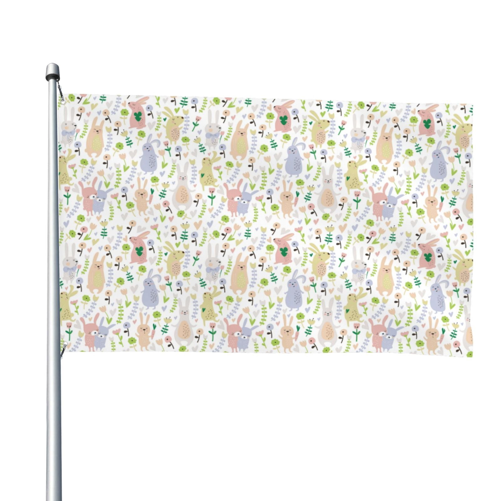 Picia Flower Rabbit Printed Flag ,Flower Rabbit Pattern Garden Flag ...