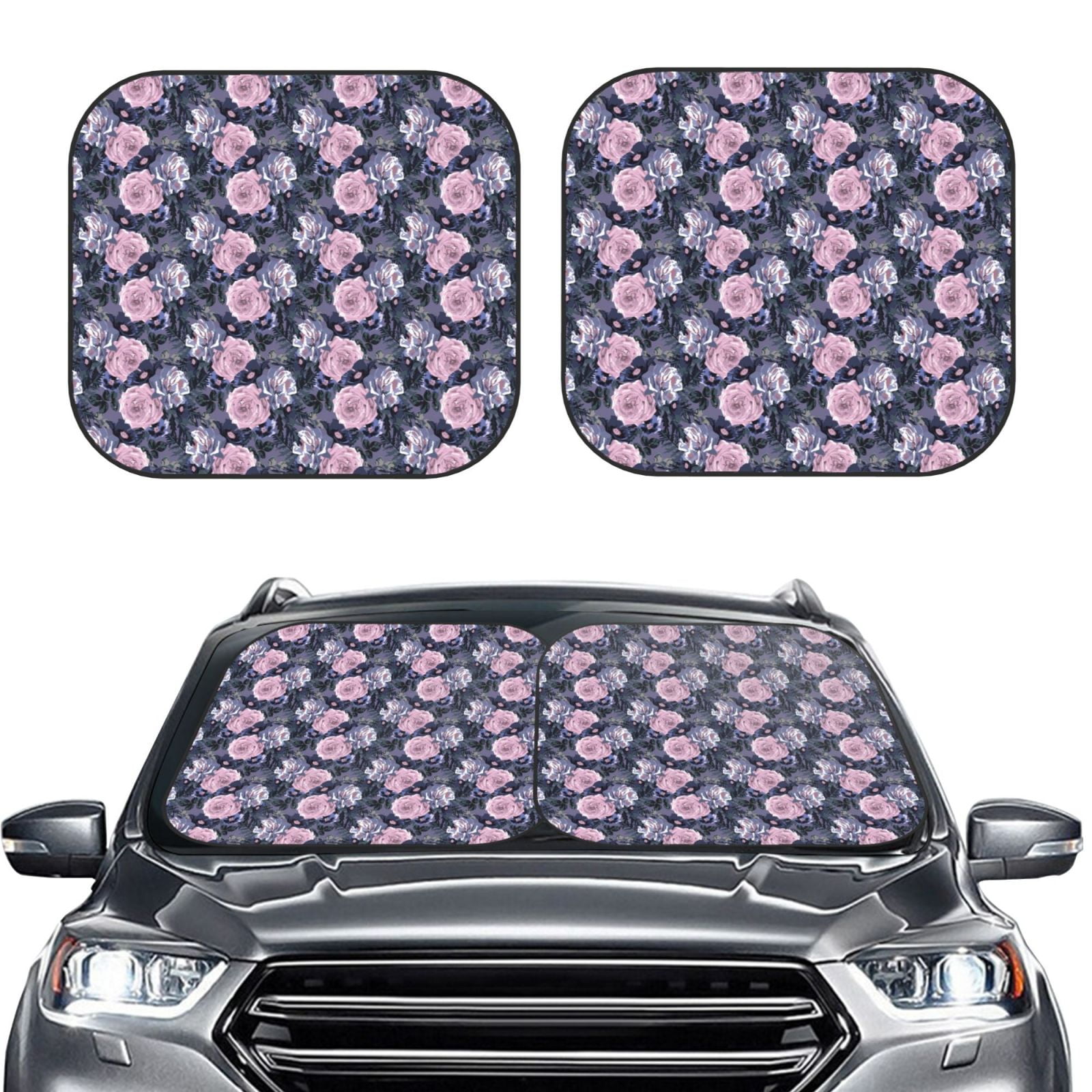 Picia Flowers 2 Piece Car Windshield Sun Shade Foldable | Foldable Sun ...