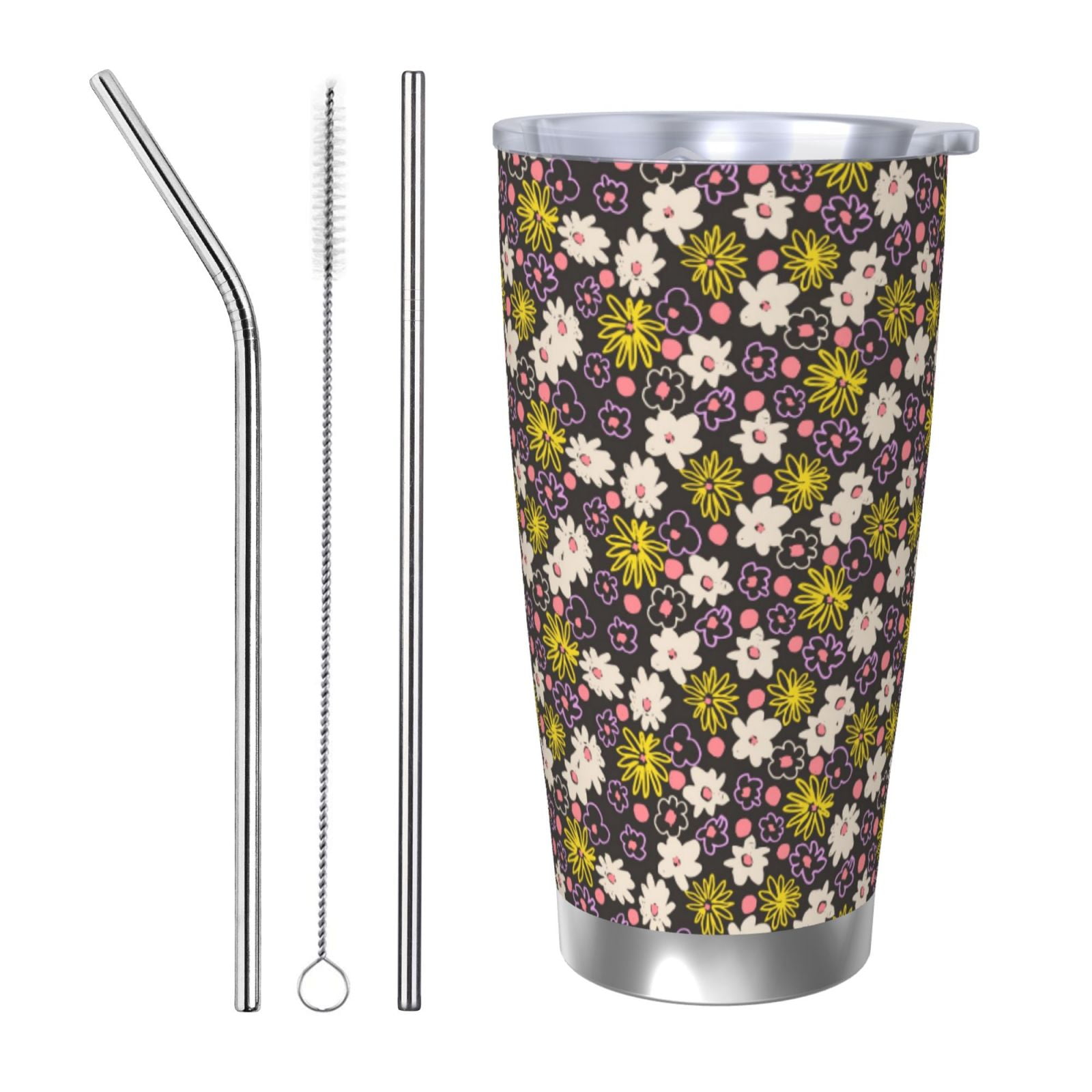 Picia Flowers Daisy Pattern 20 oz Tumbler Stainless Steel Vacuum ...