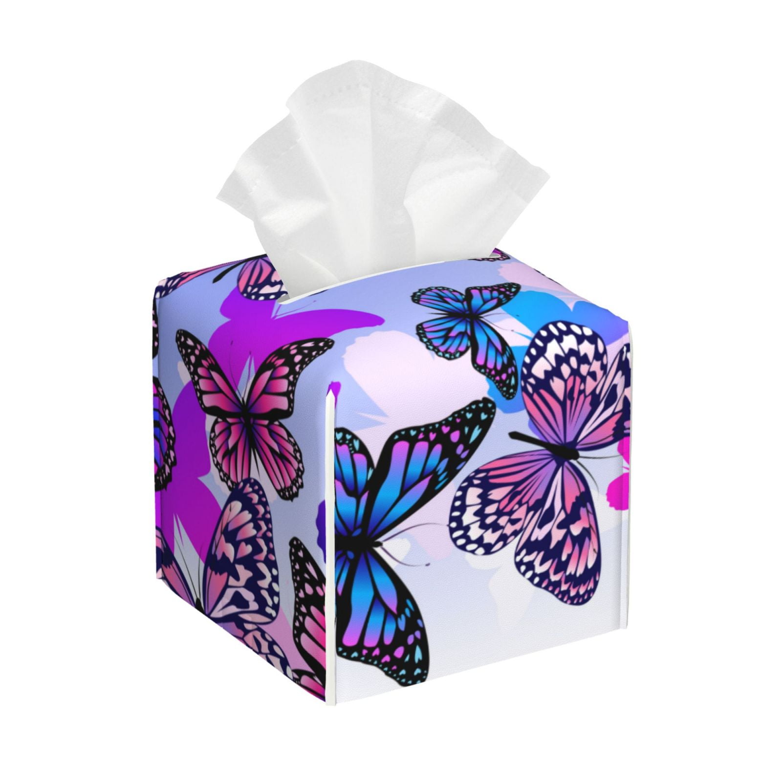 Picia Flying Butterflies Pattern Tissue Box Cover,PVC Leather Square ...