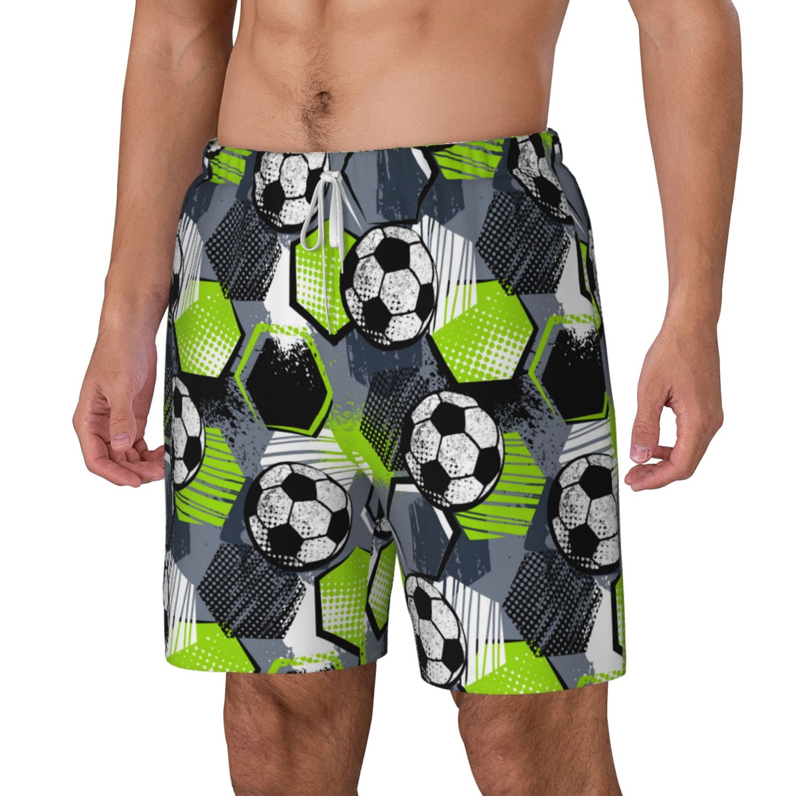 Picia Football pattern Mens Swim Trunks with Compression Liner Stretch ...