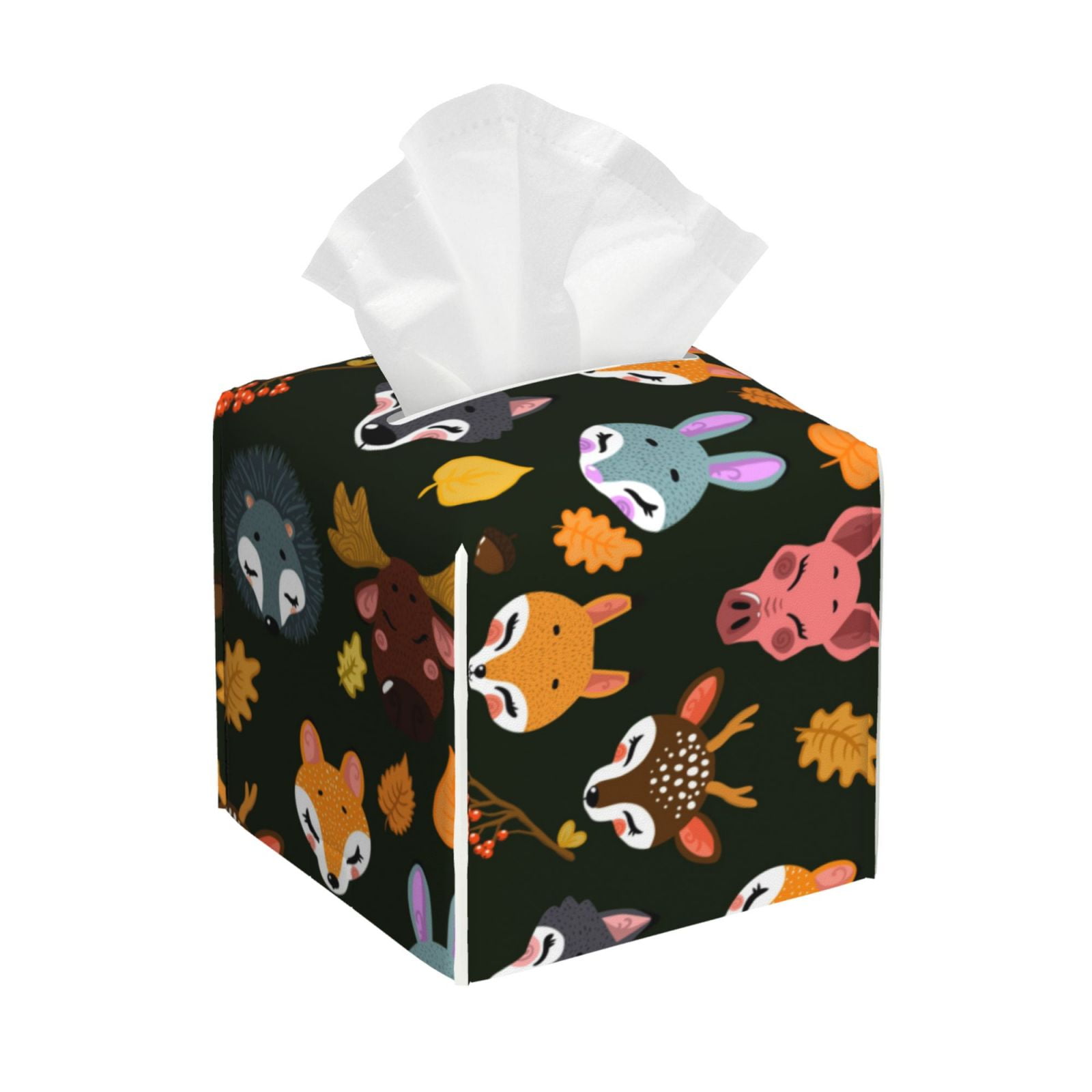 Picia Forest Animal Faces Pattern Tissue Box Cover,PVC Leather Square ...