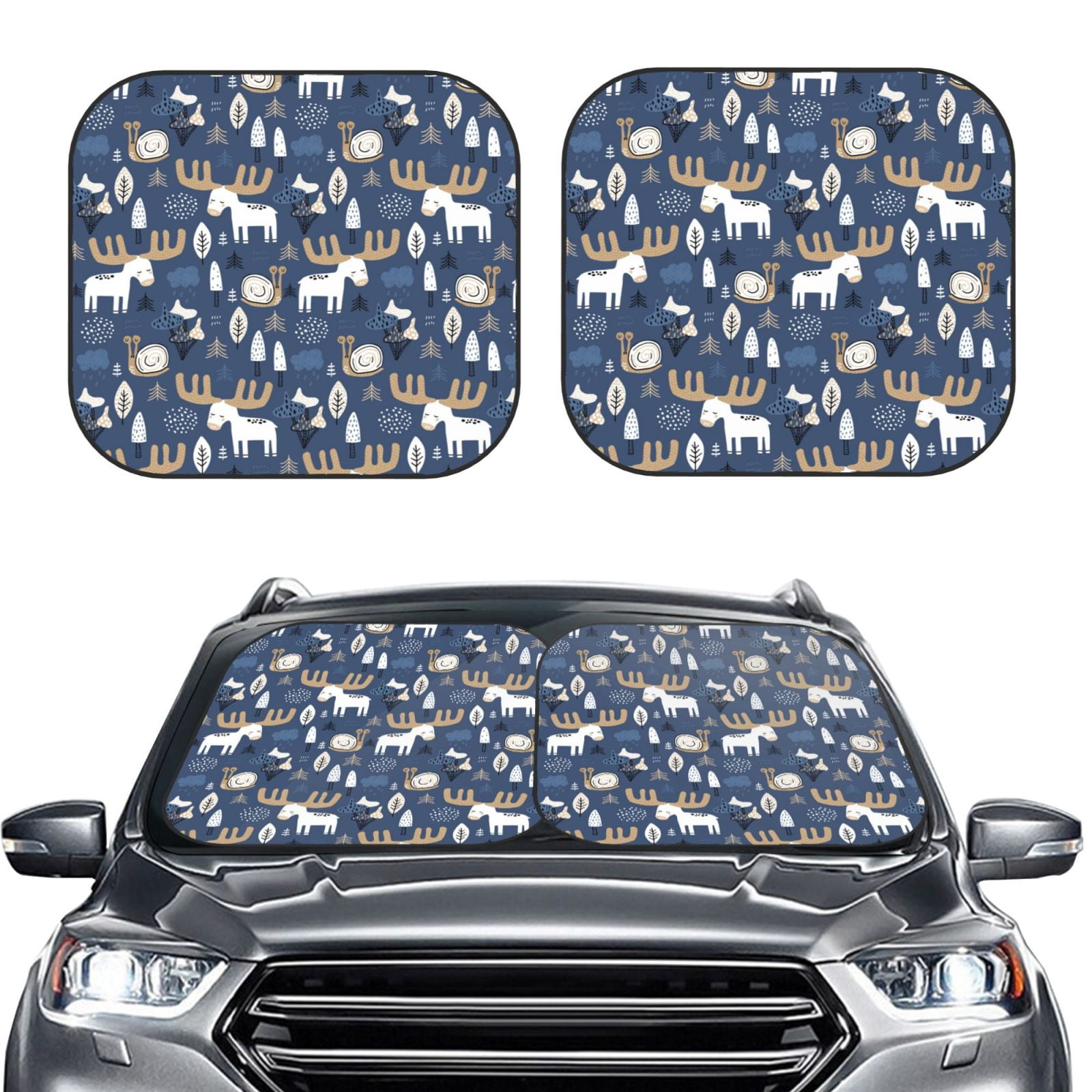 Picia Forest Elk 2 Piece Car Windshield Sun Shade Foldable | Foldable ...