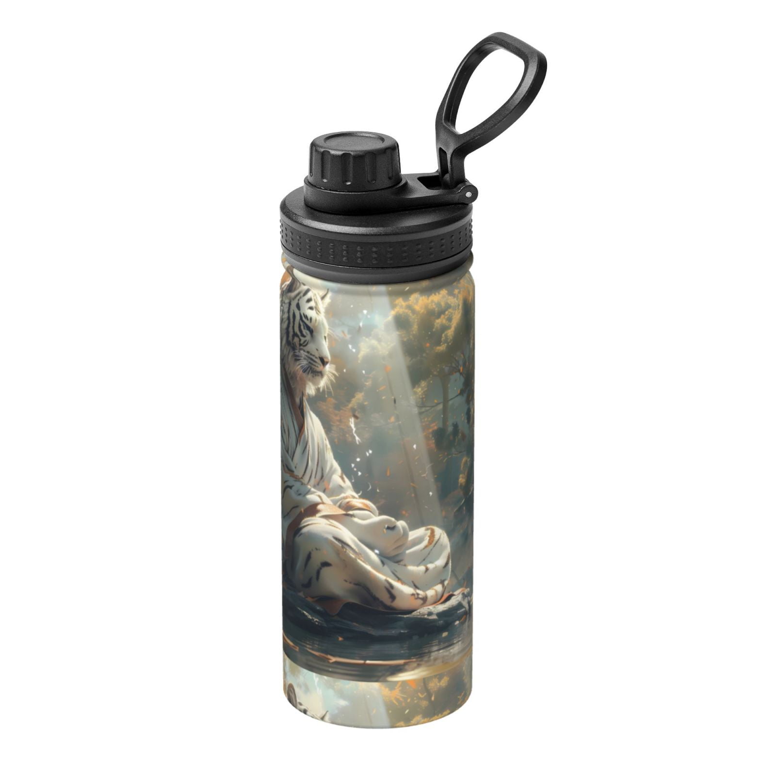 Picia Forest Meditating White Tiger Pattern Water Bottle 18 oz ...