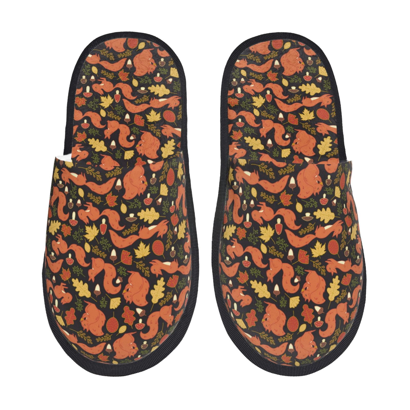 Picia Forest Squirrel Print Women's Fuzzy Fluffy House Slippers Plush ...