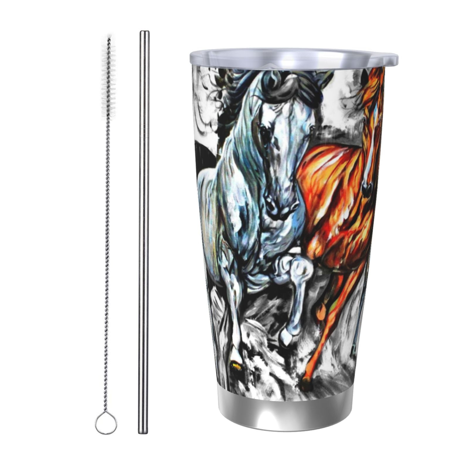 Picia Four Running Horses Pattern 20 oz Tumbler Stainless Steel Vacuum ...