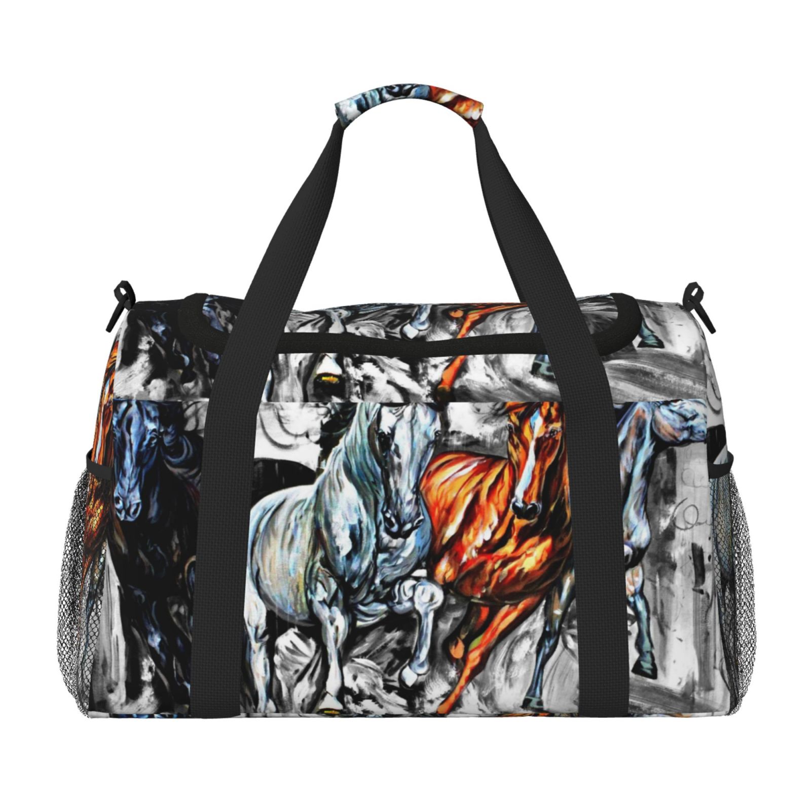 Picia Four Running Horses Print Travel Duffle Bag,Weekender Bags for ...