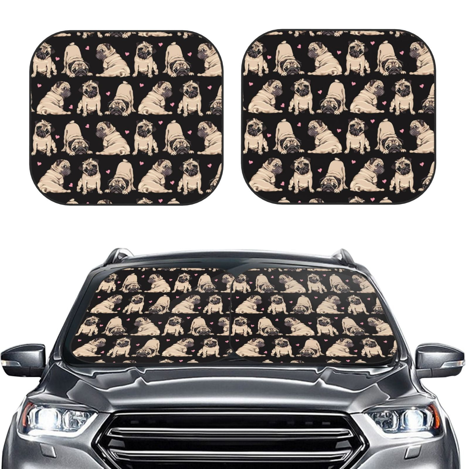 Picia French Bulldog 2 Piece Car Windshield Sun Shade Foldable ...