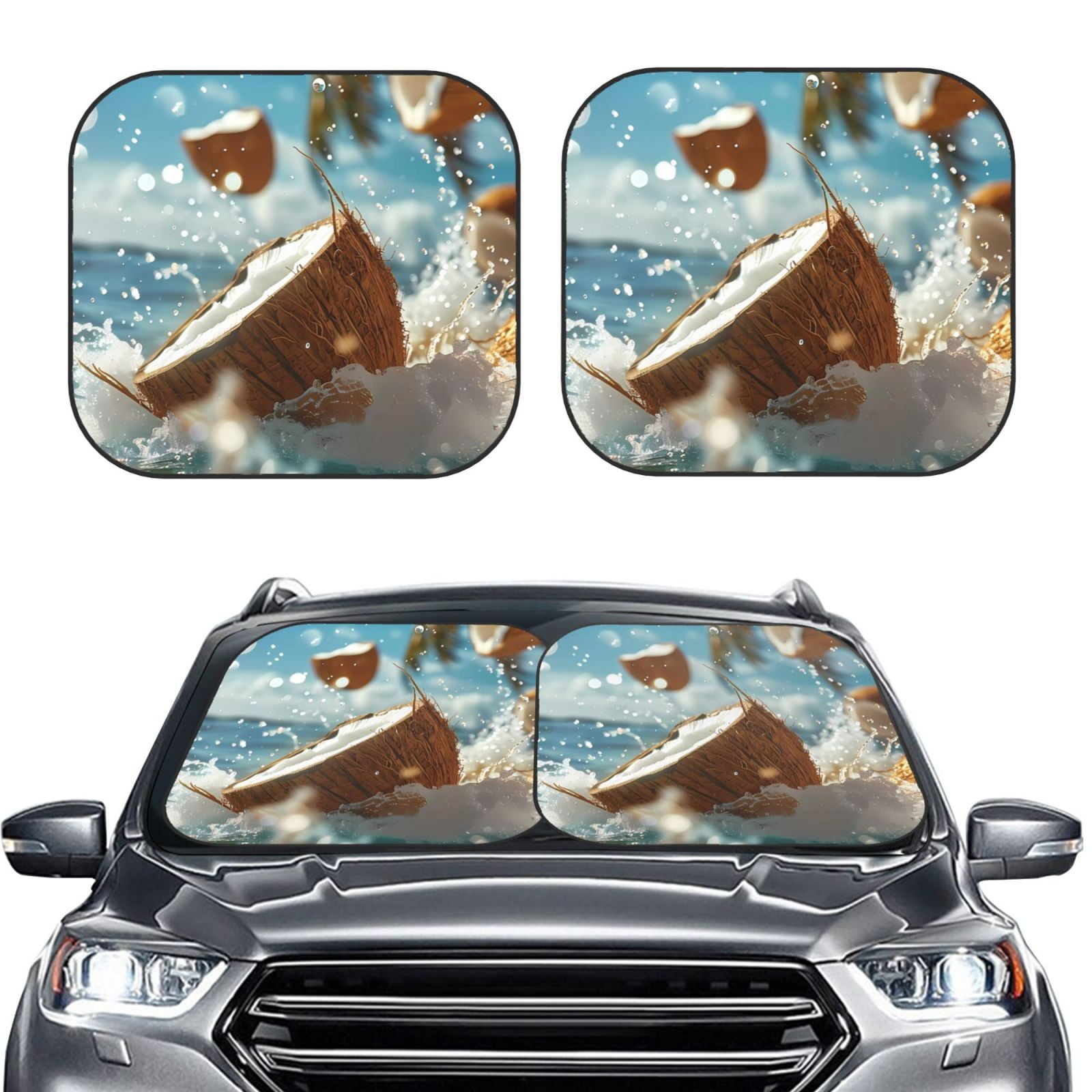 Picia Fresh Coconut Splash 2 Piece Car Windshield Sun Shade Foldable ...