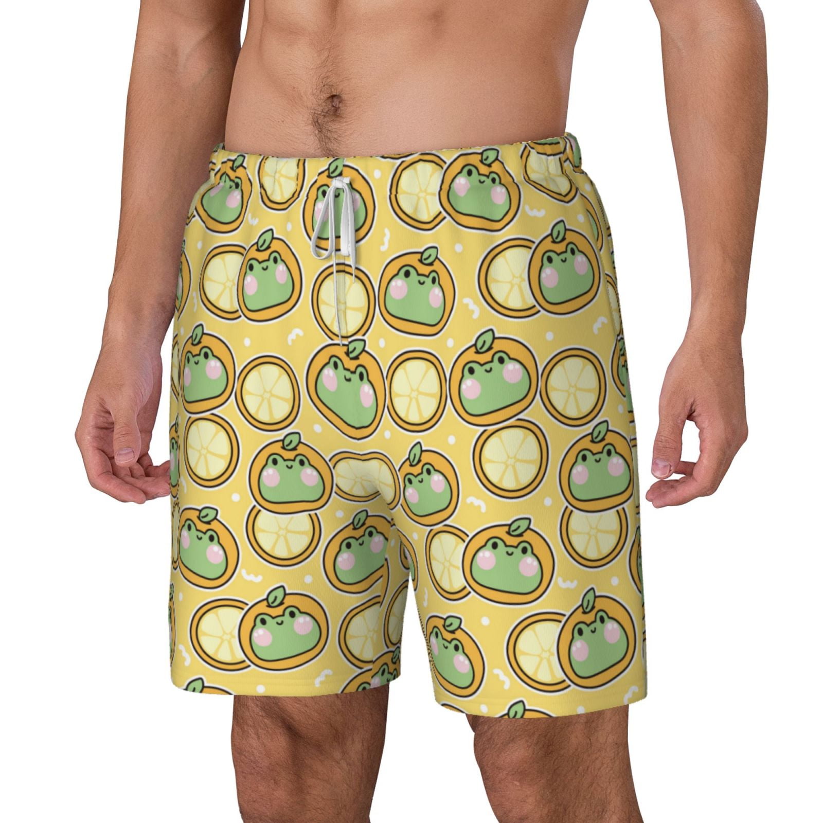 Picia Frog In Orange Hat pattern Mens Swim Trunks with Compression ...