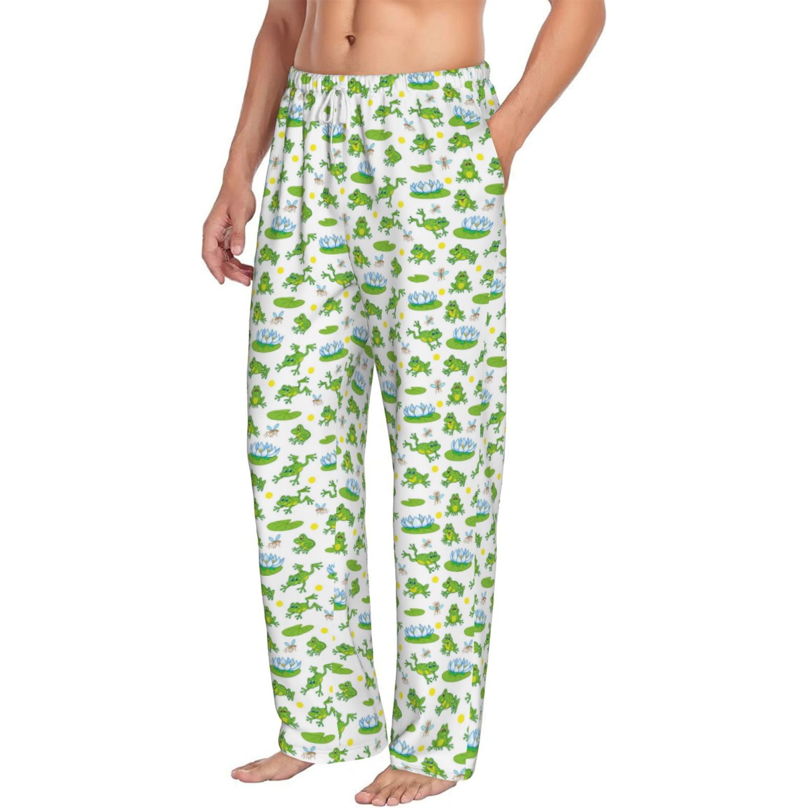 Picia Frogs Jumping Mens Soft Woven Cotton Elastic Waistband Sleep ...