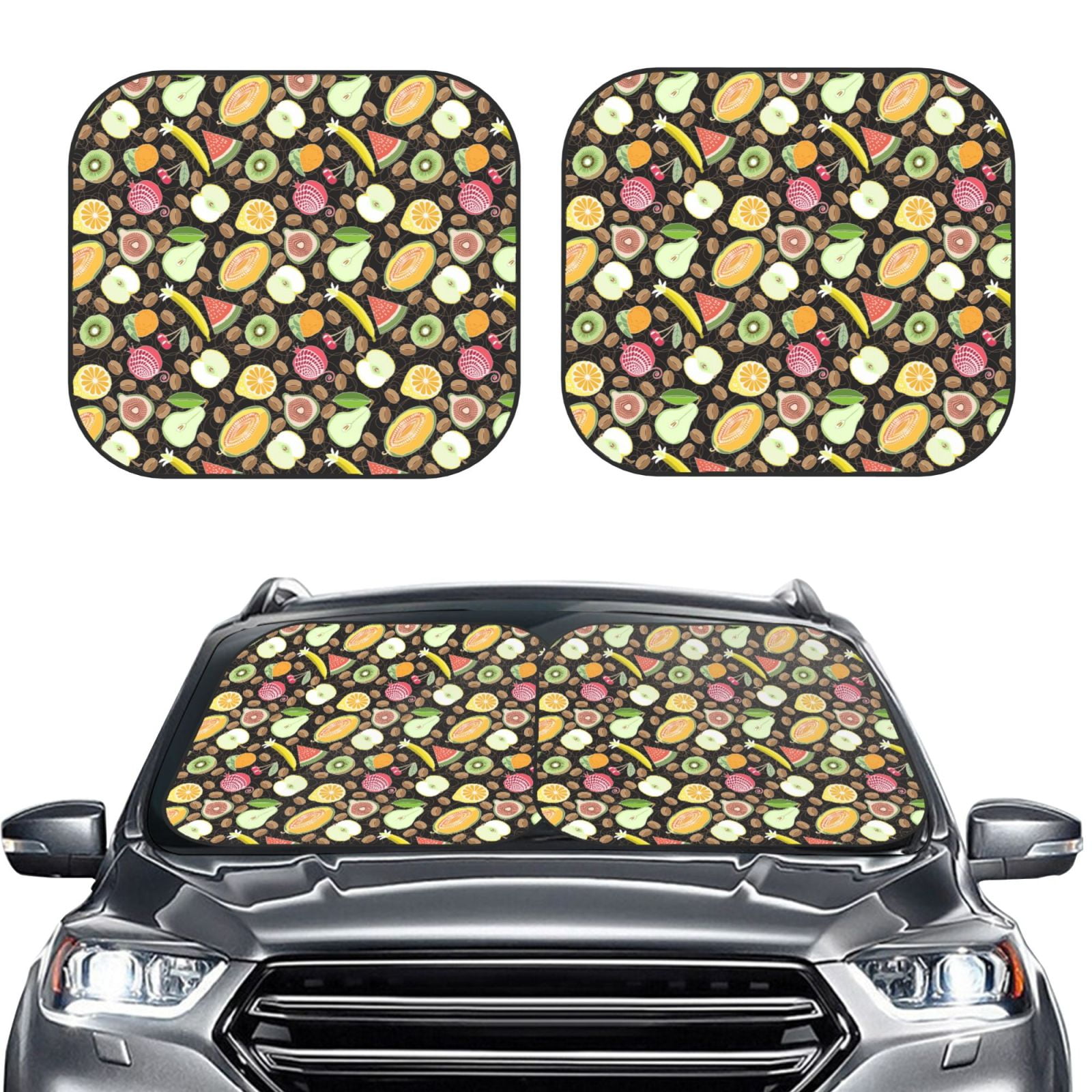 Picia Fruits 2 Piece Car Windshield Sun Shade Foldable | Foldable Sun ...