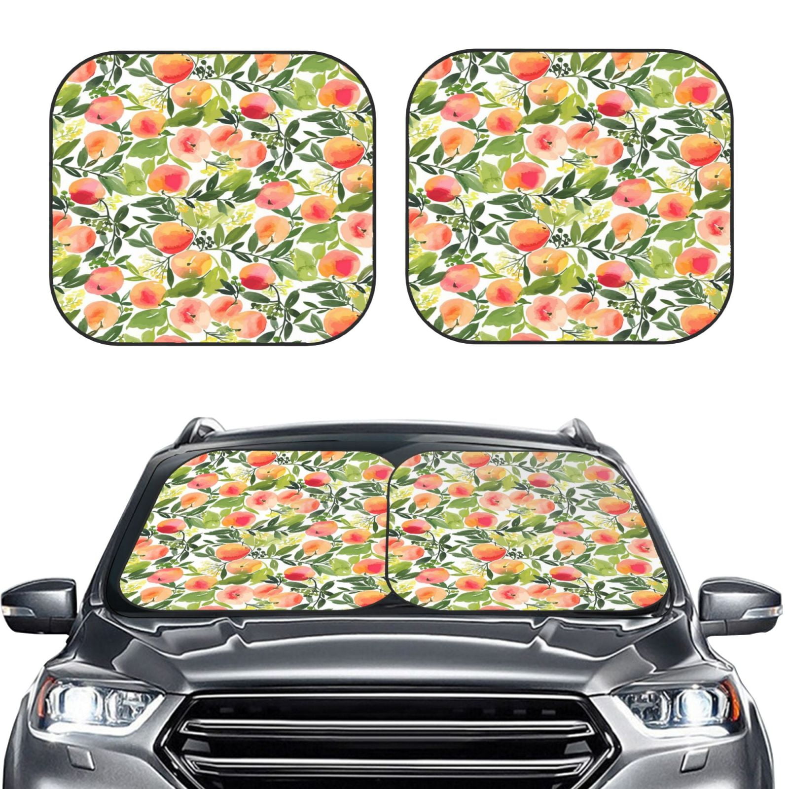 Picia Fruits Peach1 2 Piece Car Windshield Sun Shade Foldable ...