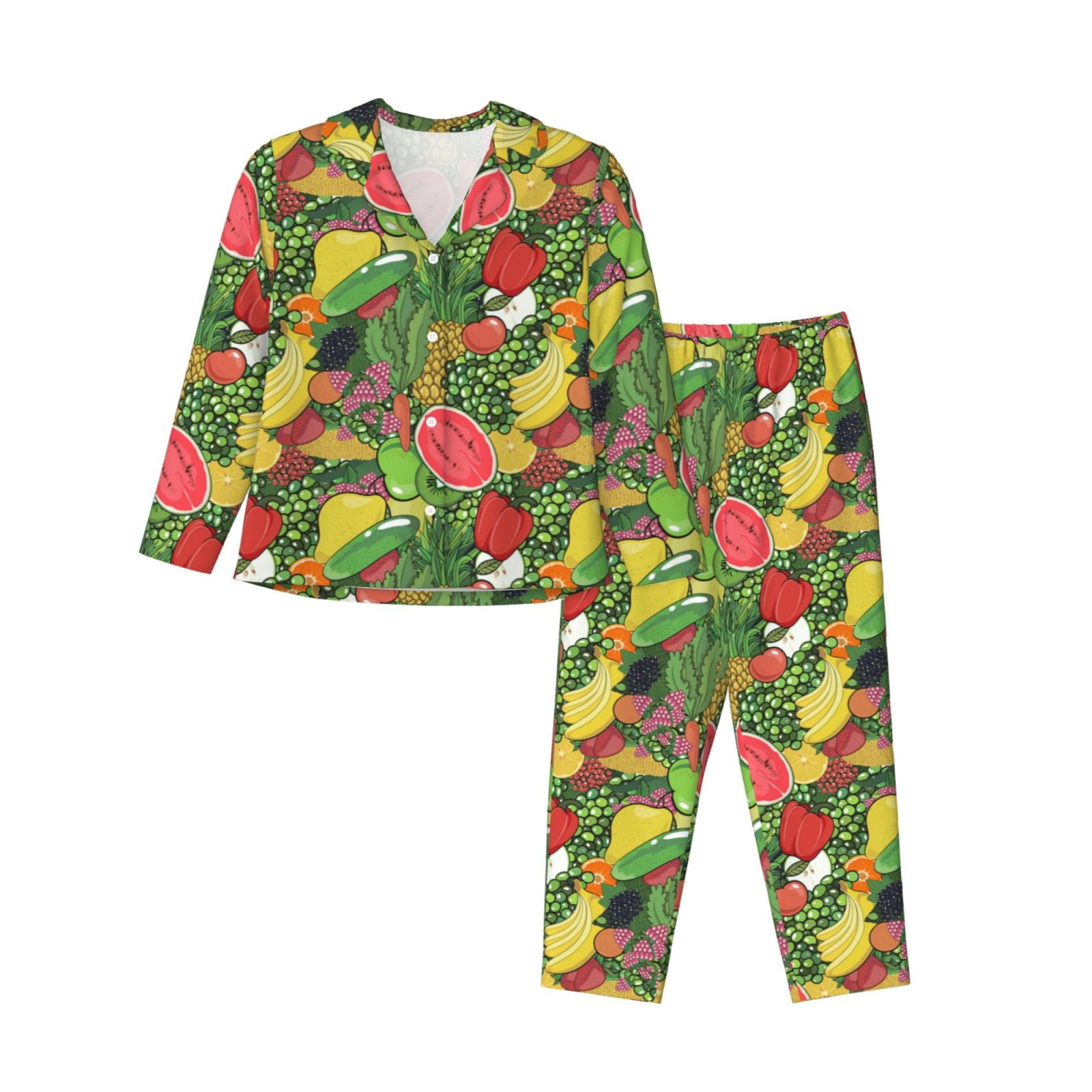 Picia Fruits Vegetables And Berries Pattern Women’s Long-Sleeve ...