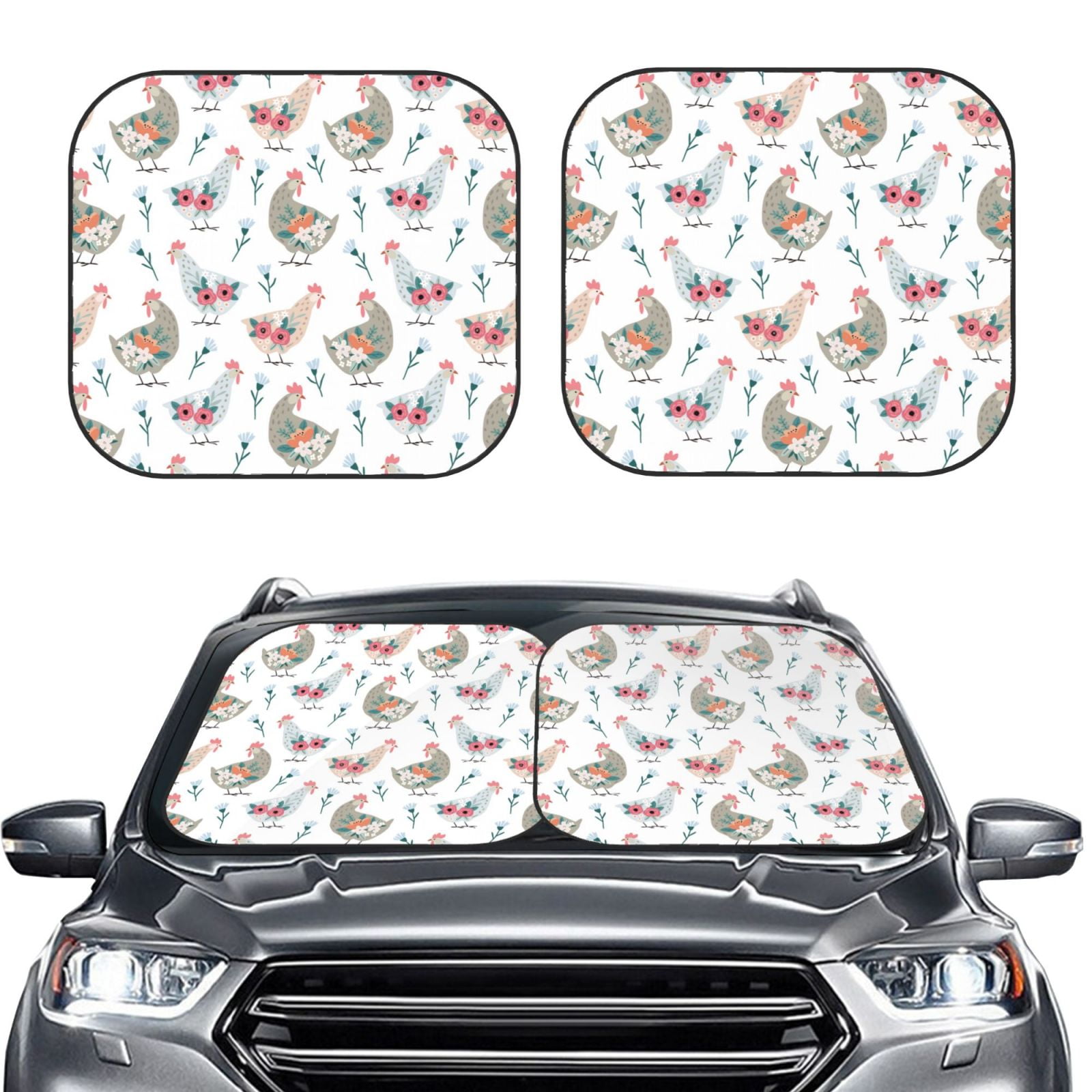 Picia Funny Chicken 2 Piece Car Windshield Sun Shade Foldable ...