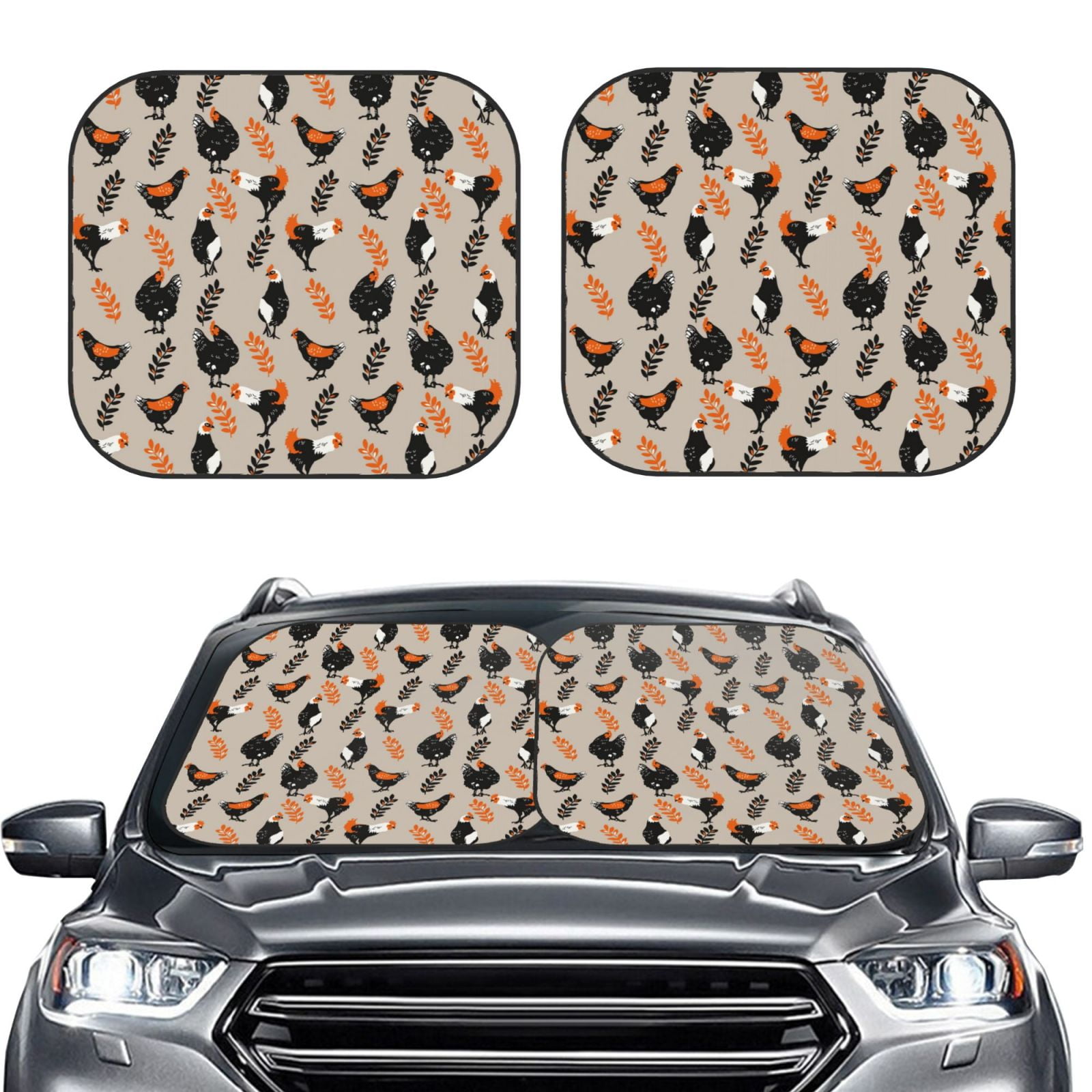 Picia Funny Chicken 2 Piece Car Windshield Sun Shade Foldable ...