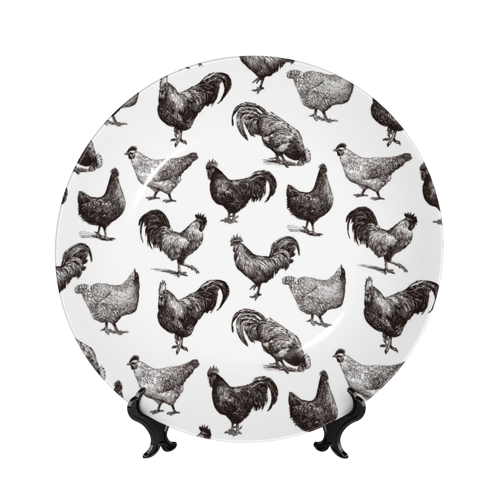 Picia Funny Chicken Pattern Bone China Decorative Plate – Wall Decor ...