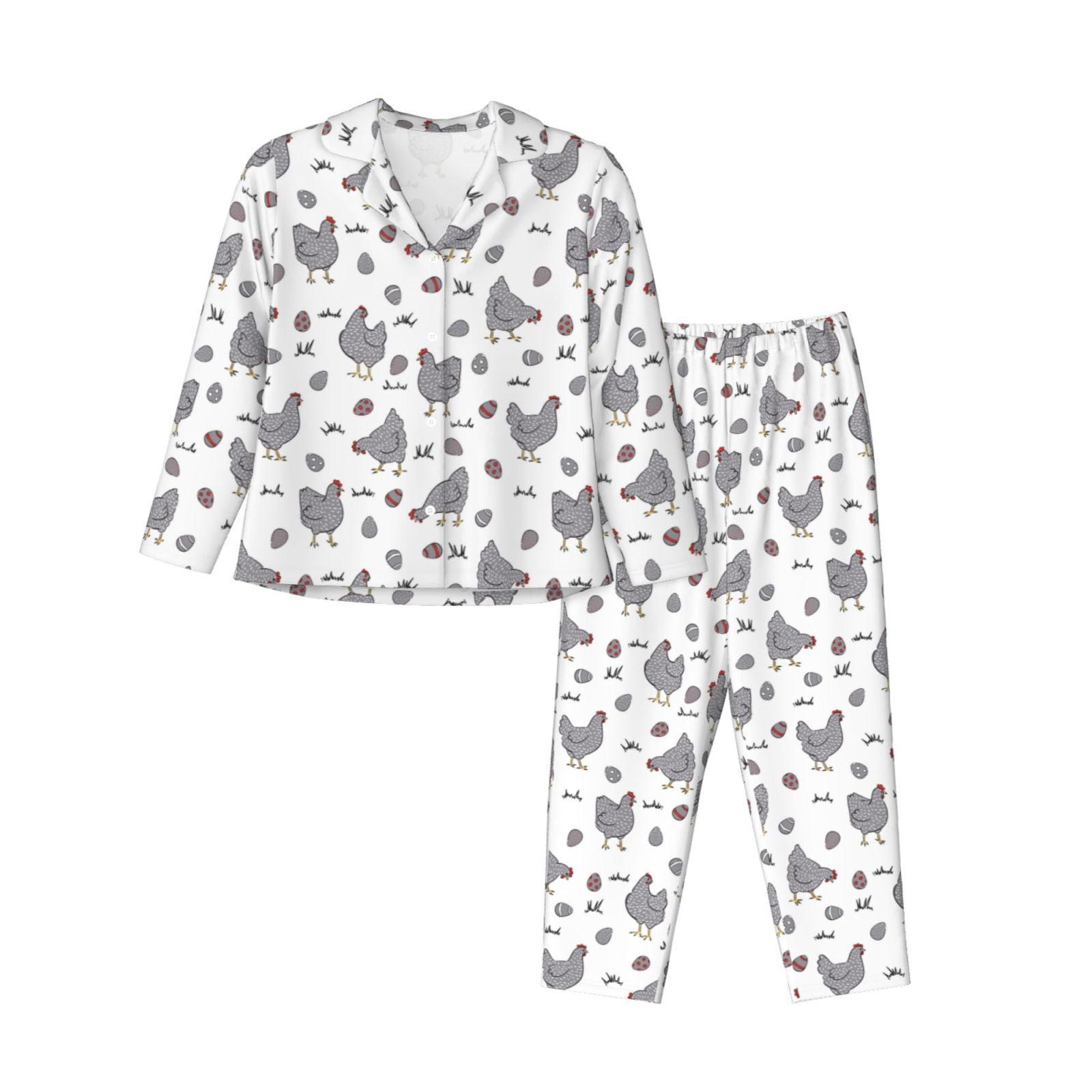 Picia Funny Chicken Pattern Women’s Long-Sleeve Sleepwear Set - Soft 2 ...